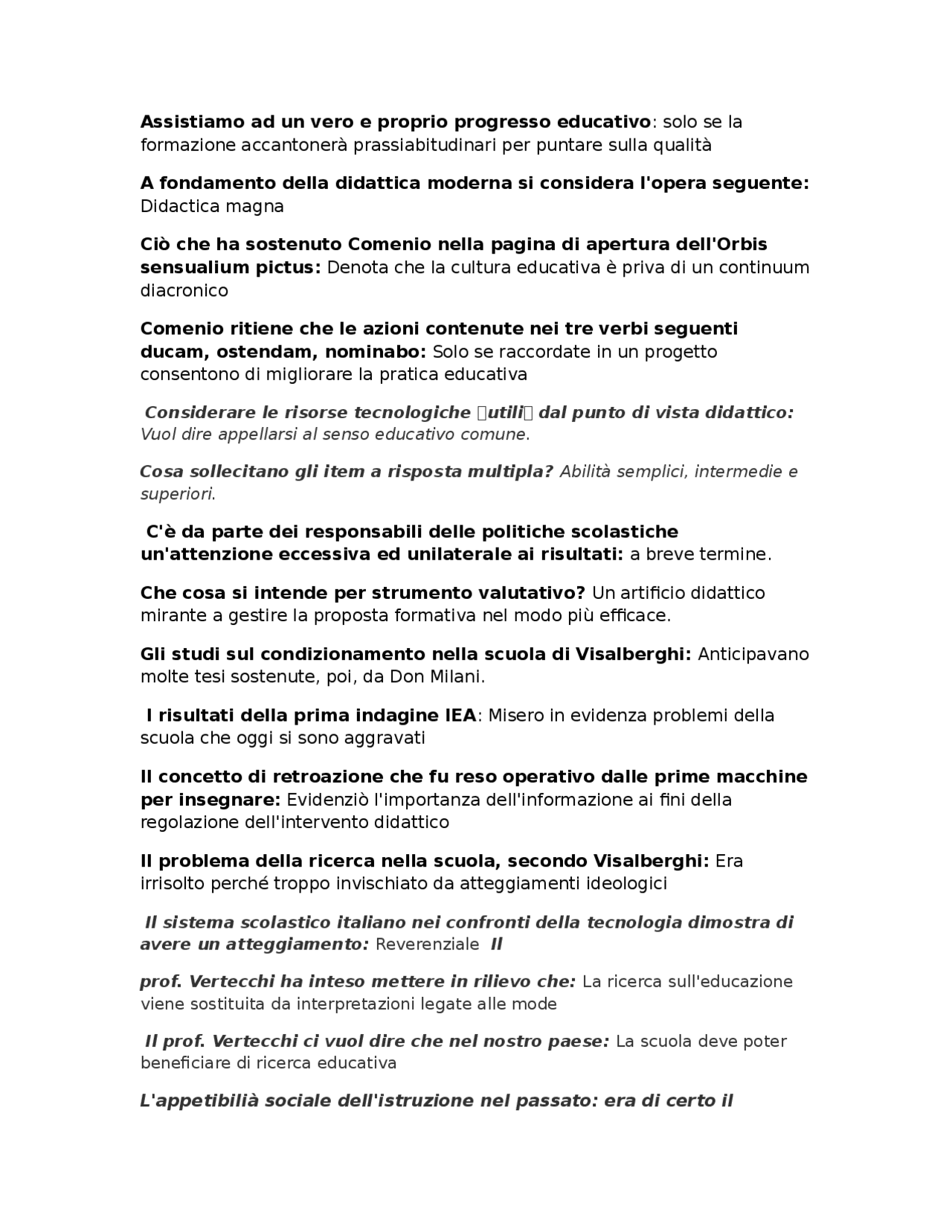 Docimologia Test Di Autovalutazione Docsity