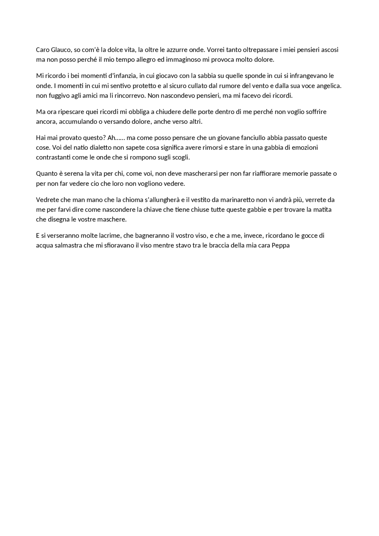 Caro glauco, commento personale - Docsity