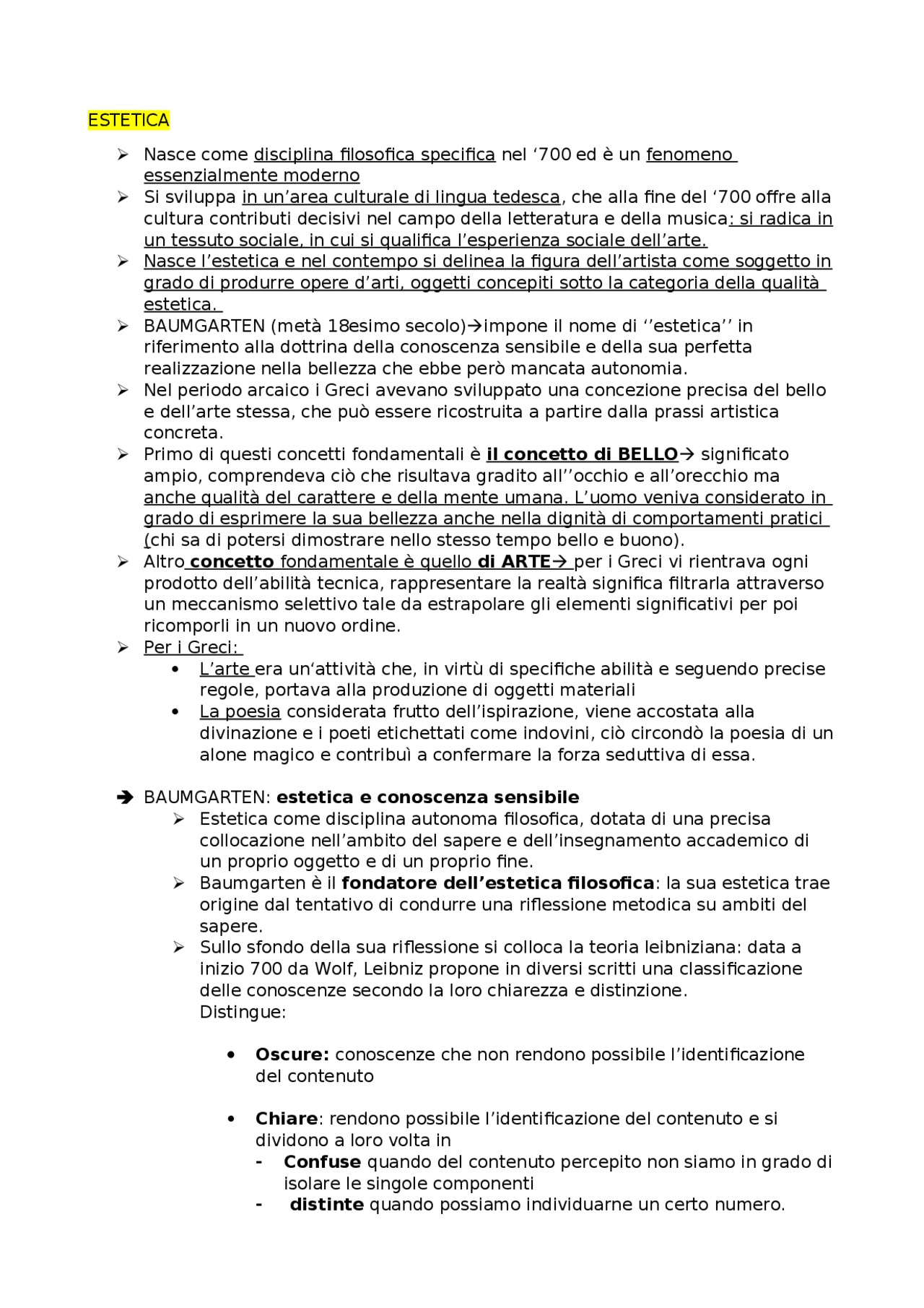 Riassunto Esame Estetica Notes De Estétique Docsity