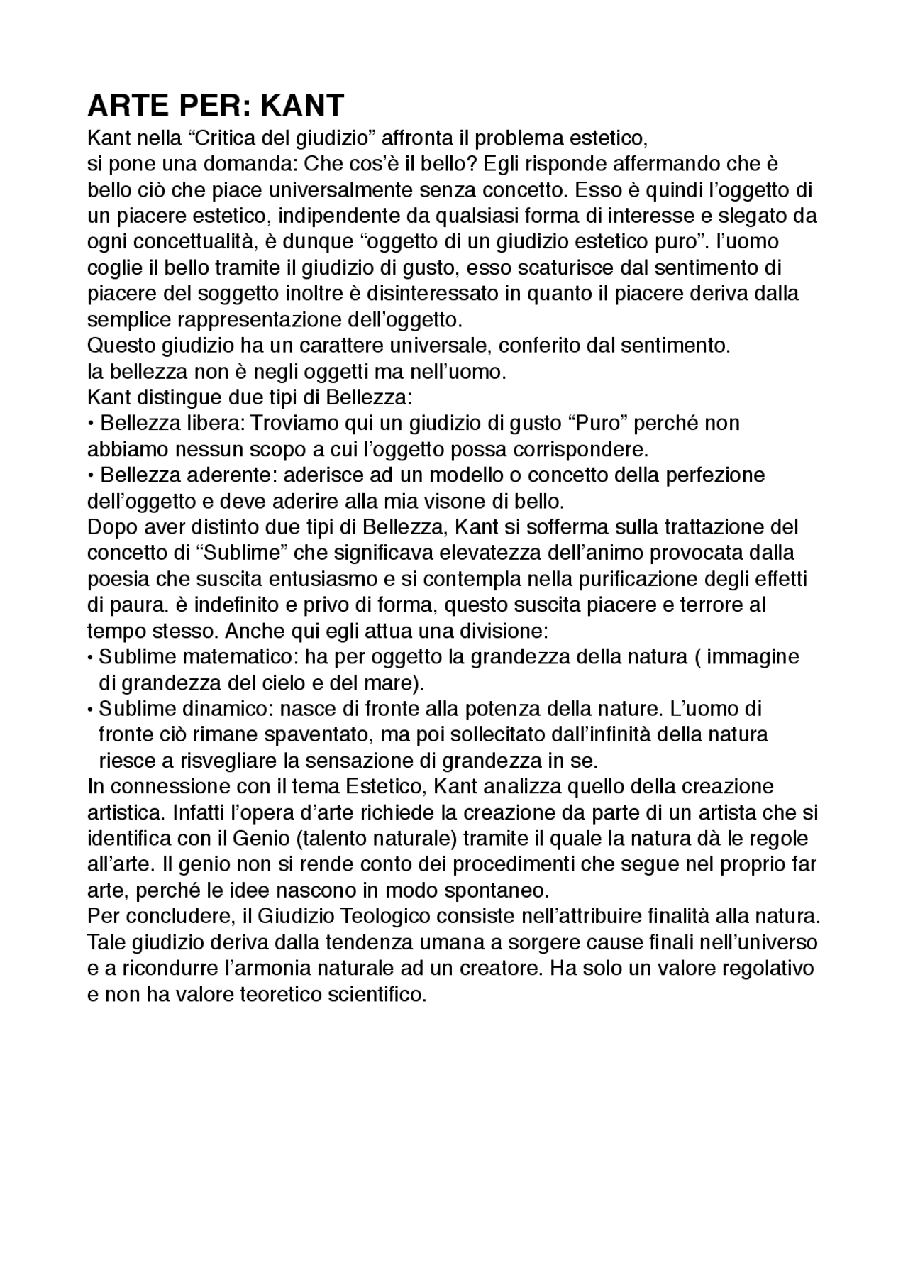 Arte Per Kant Schelling E Hegel Appunti Di Filosofia Docsity
