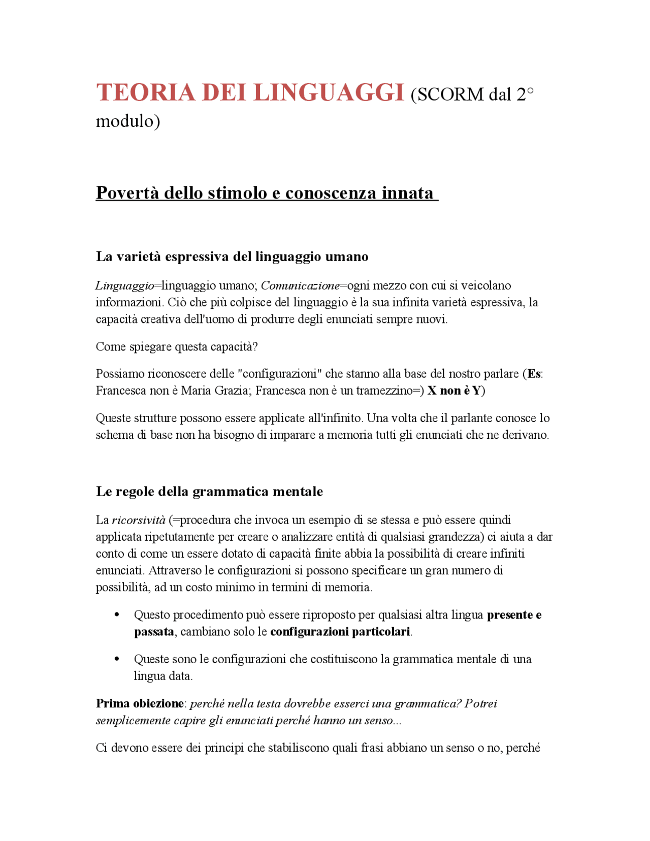 Appunti Di Teoria Dei Linguaggi Docsity