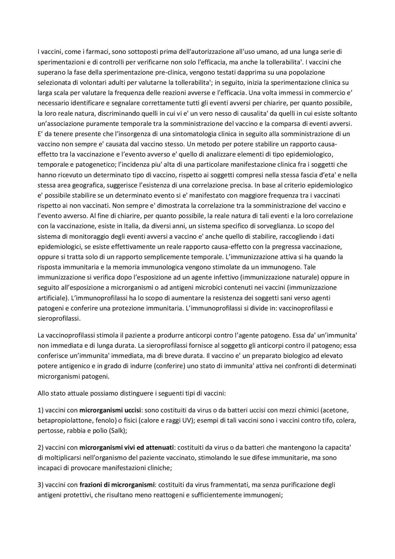 Vaccini E Loro Tipologie Docsity