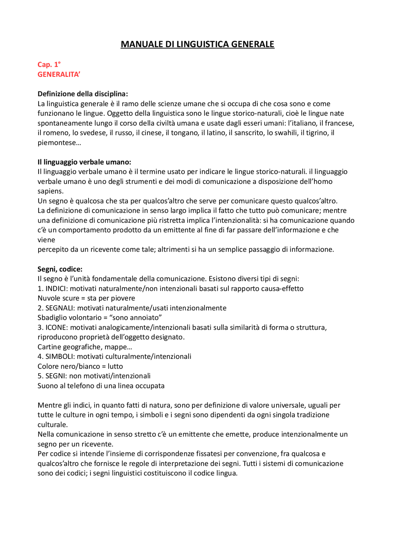 Manuale Di Linguistica Generale Docsity