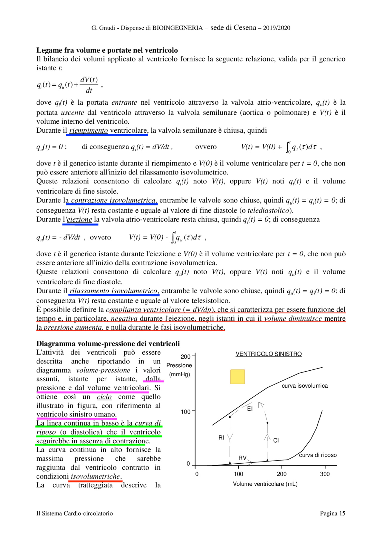 Sistema Cardiocircolatorio Bioingegneria Docsity