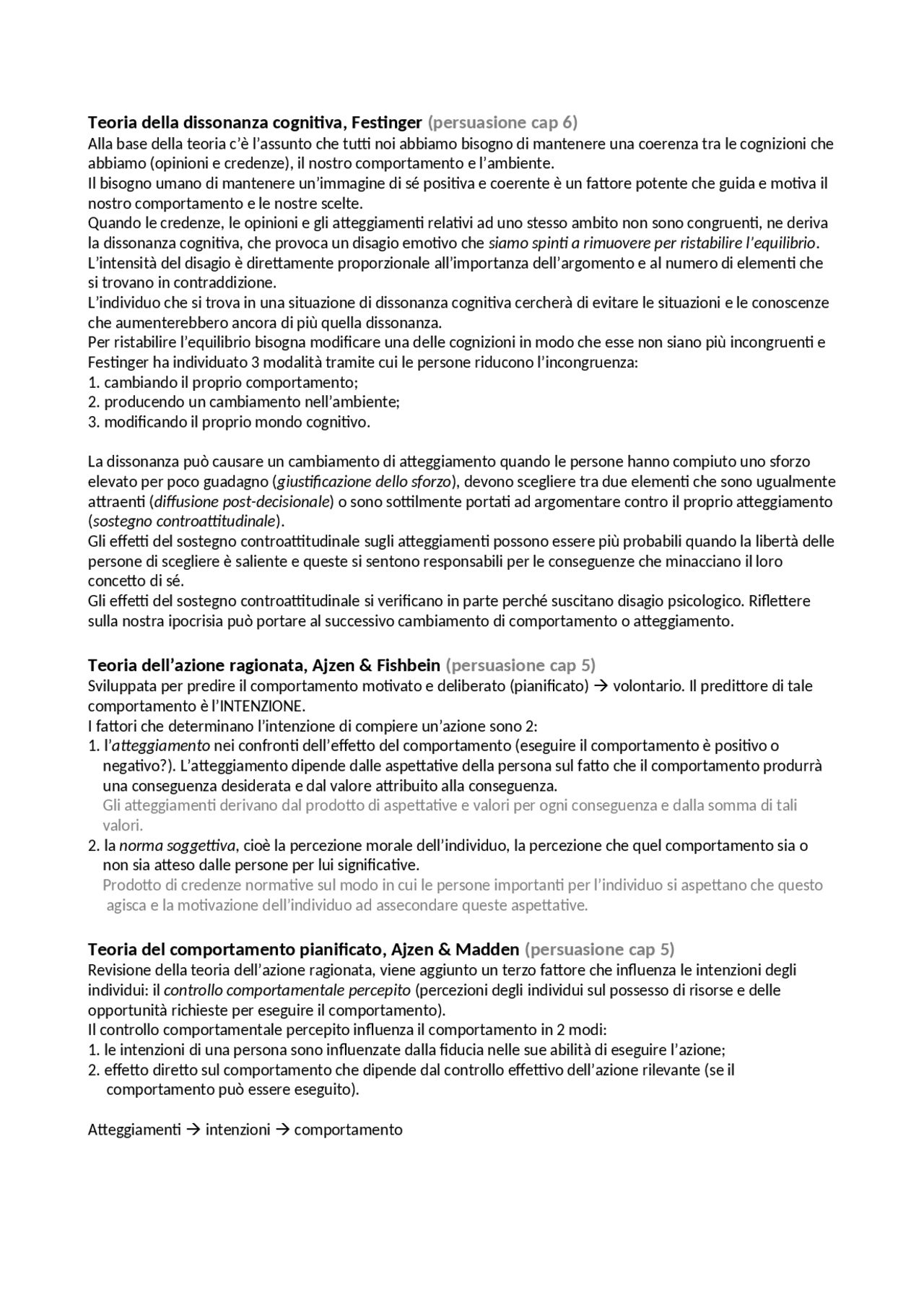 Psicologia Degli Atteggiamenti Teorie Importanti Docsity