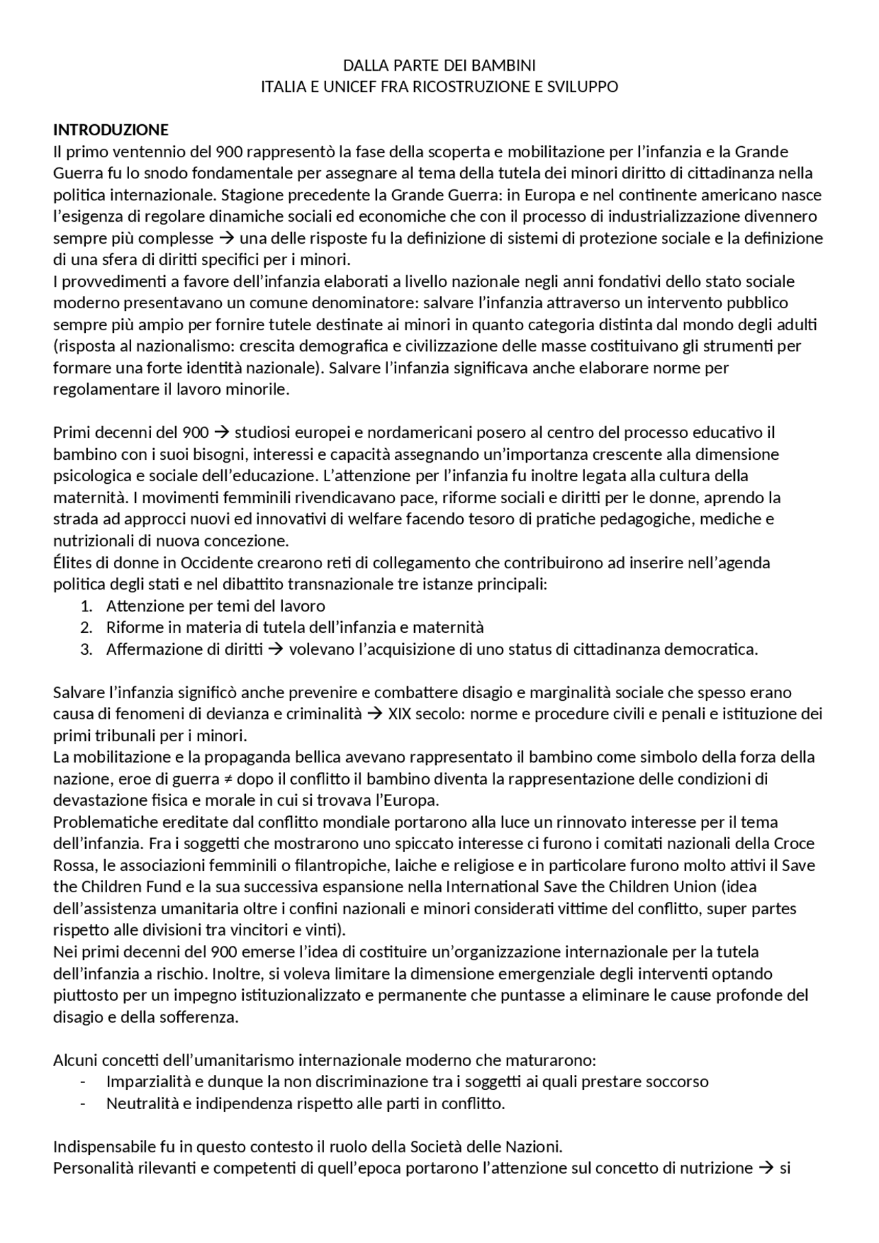 Dalla Parte Dei Bambini Docsity
