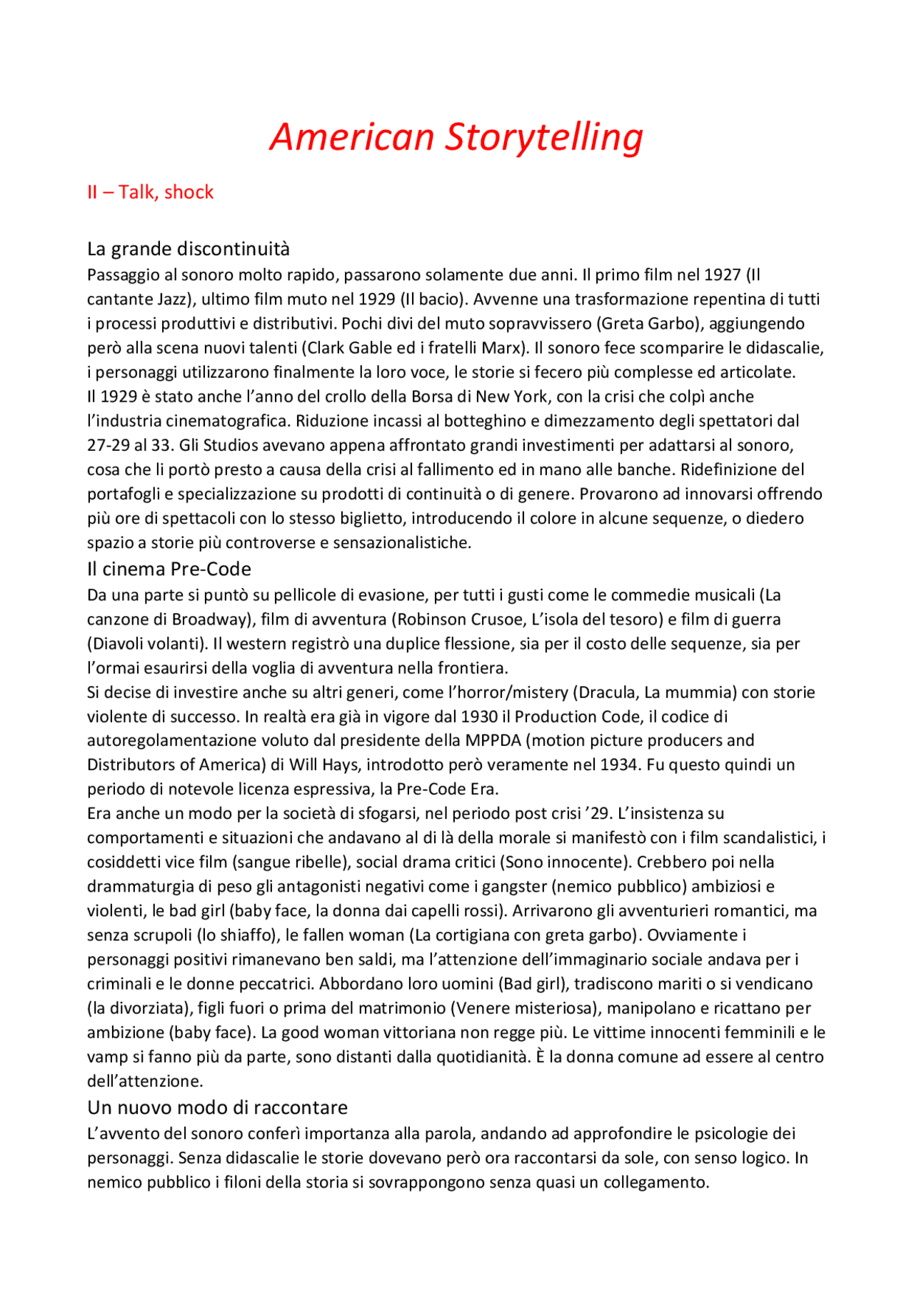 American Storytelling Riassunto Summaries Sociology Docsity