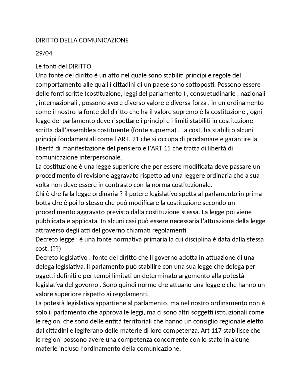 Riassunto Completo Diritto Della Comunicazione Brogi E Mannoni Docsity