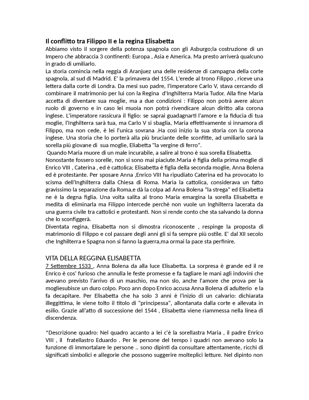 Conflitto Tra Elisabetta I E Filippo Ii Docsity