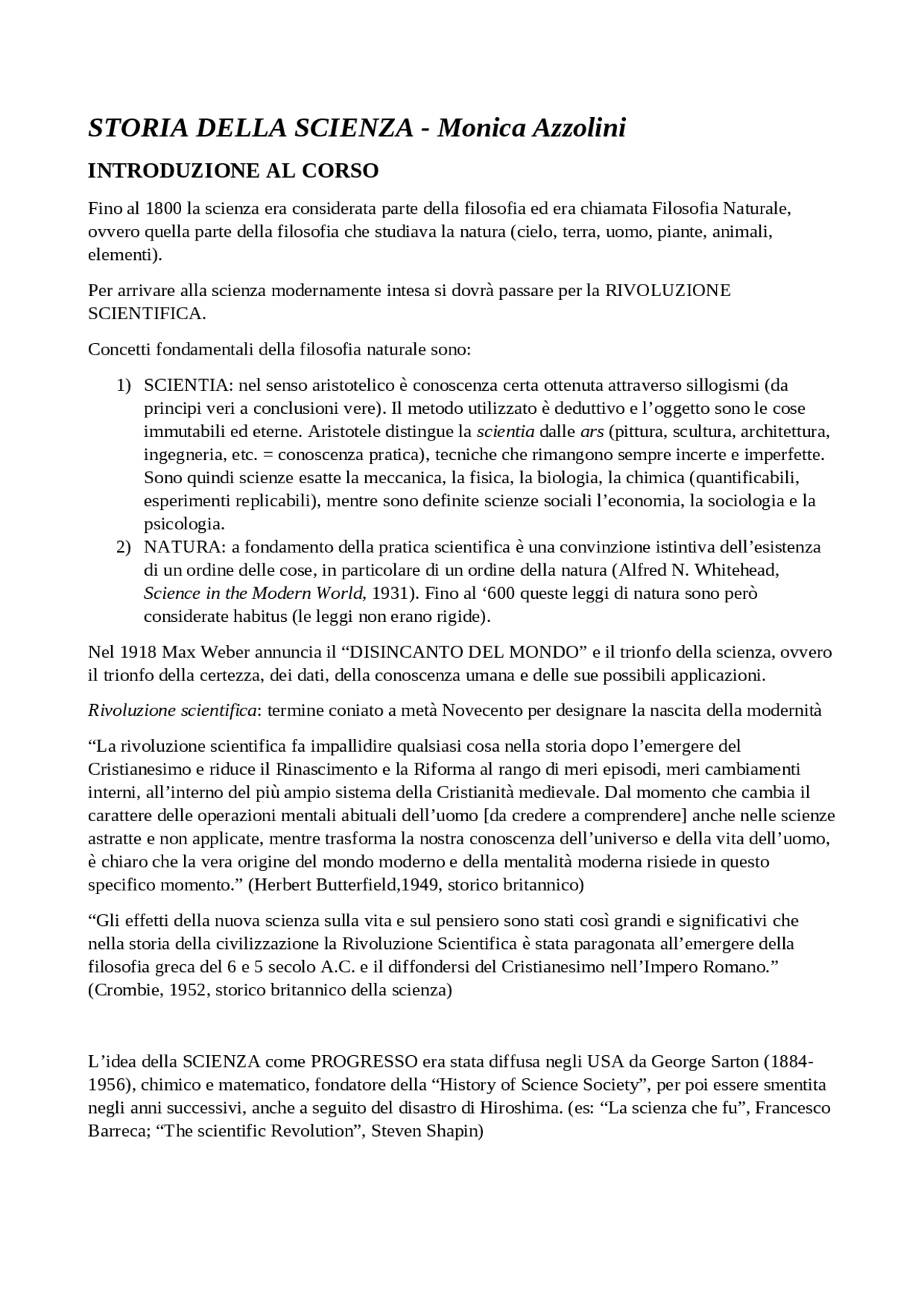 Appunti Di Storia Della Scienza Prof Azzolini Unibo Docsity