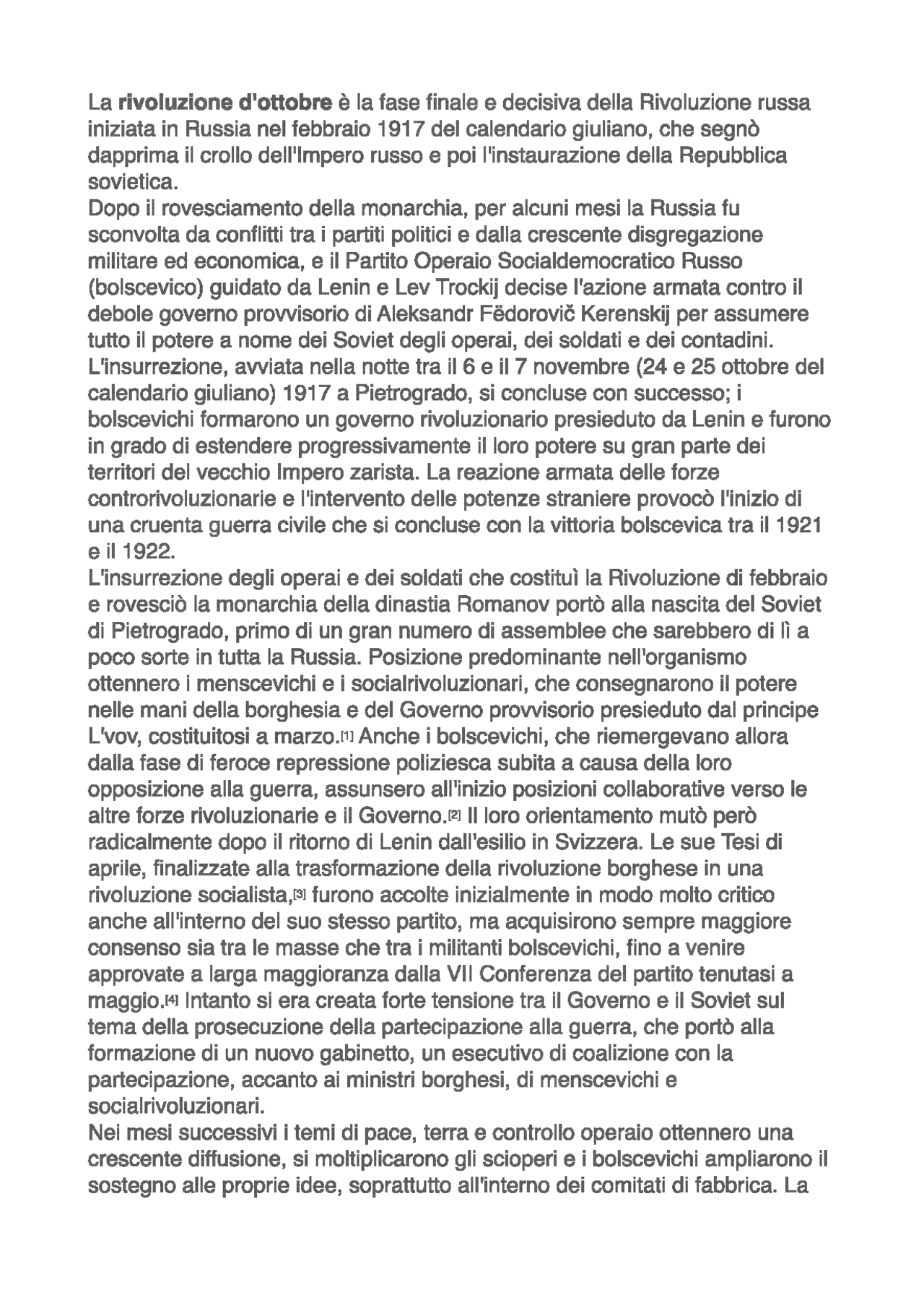 Rivoluzione Ottobre Russa Docsity