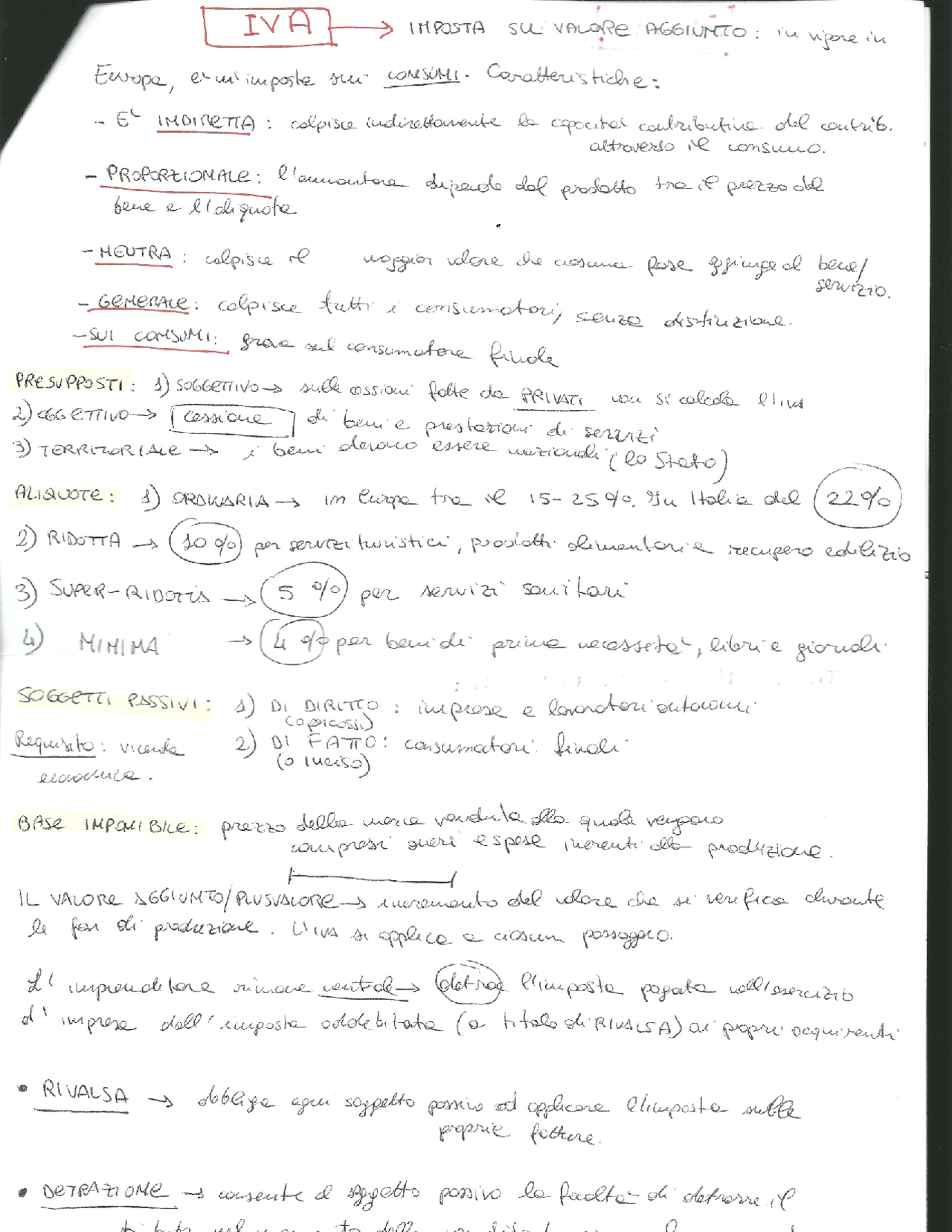 Imposta Sul Valore Aggiunto Iva Docsity