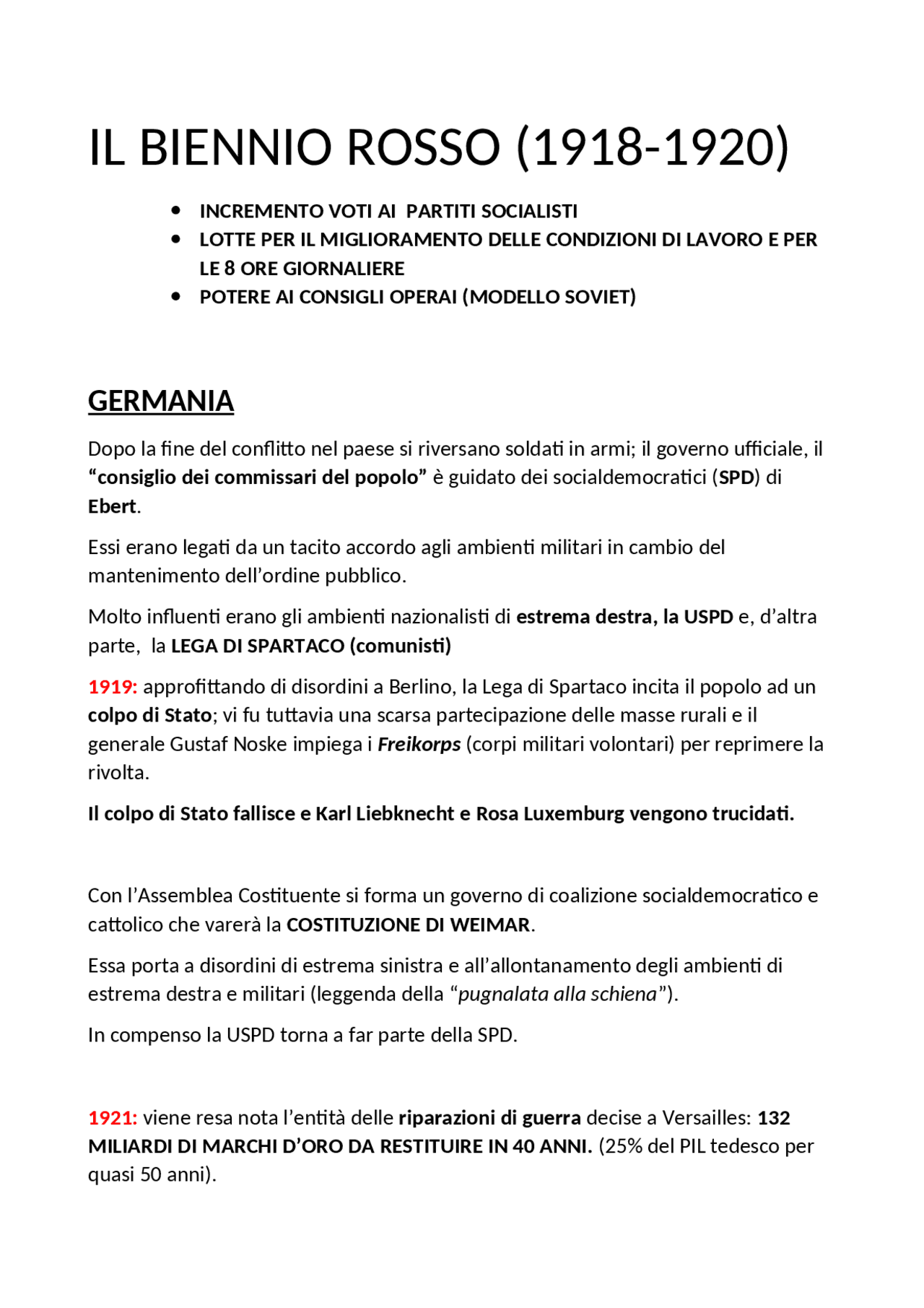 La Repubblica Di Weimar Docsity