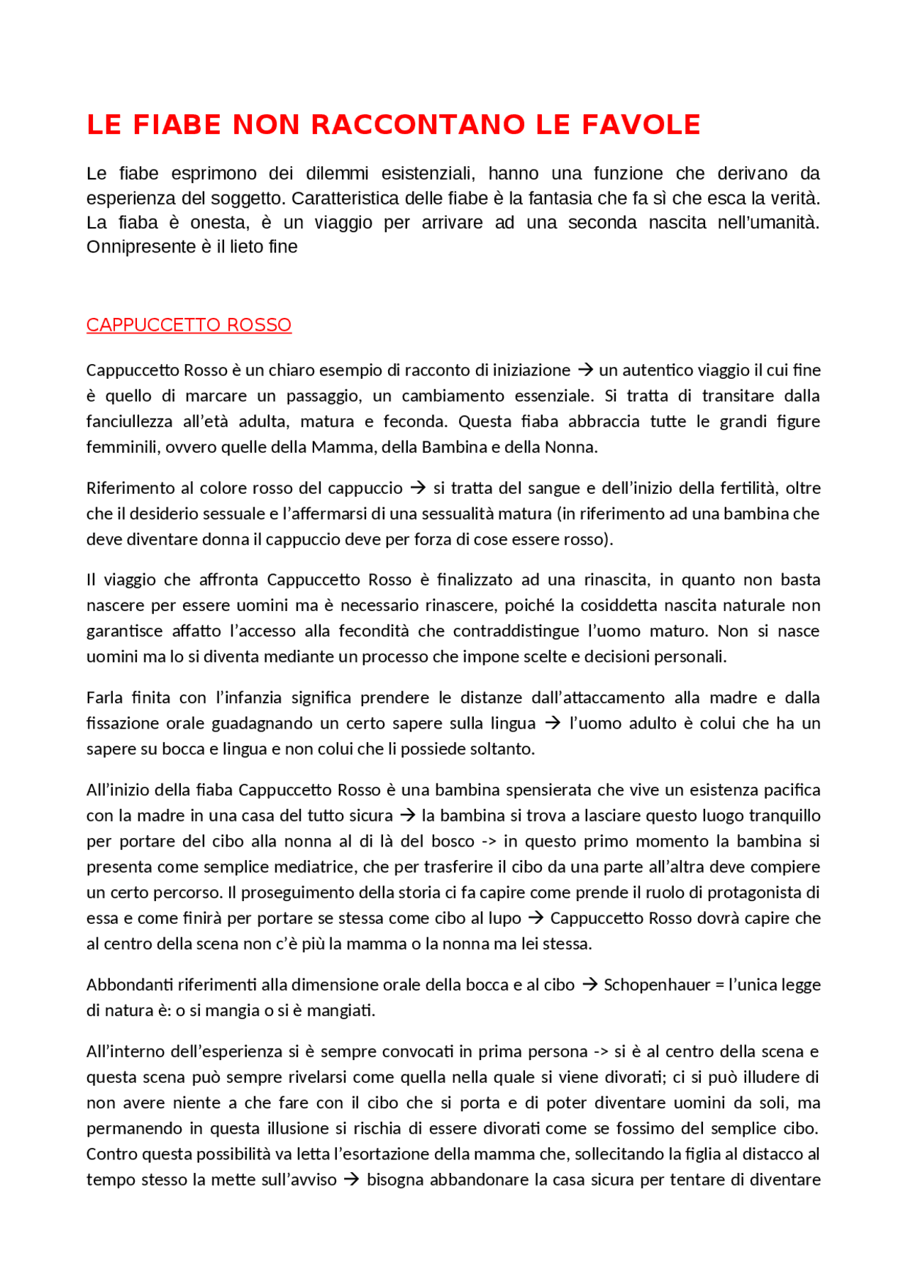 Le Fiabe Non Raccontano Le Favole Riassunto Docsity