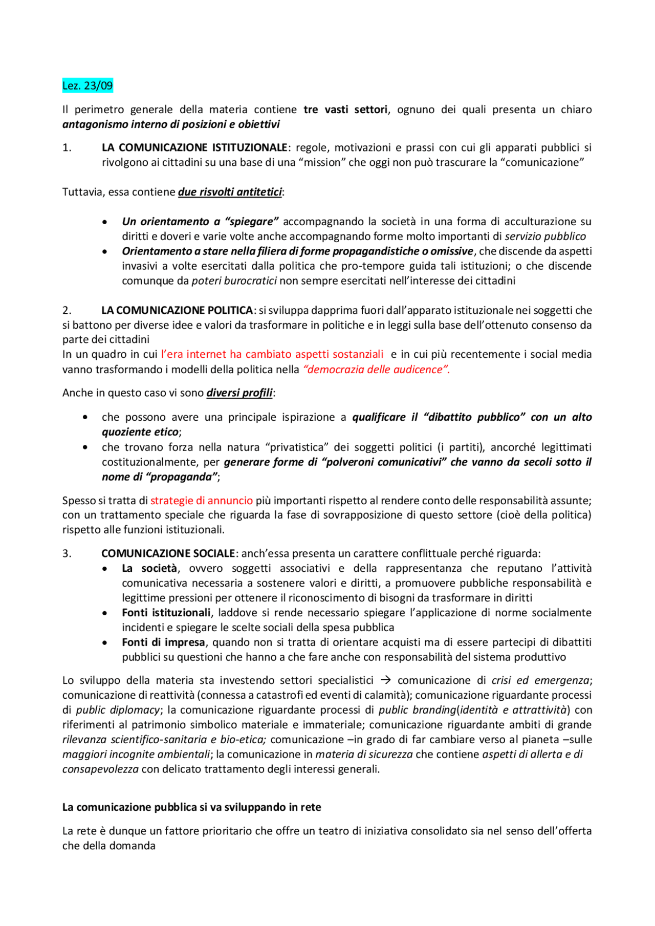 Teoria E Tecnica Della Comunicazione Pubblica Docsity