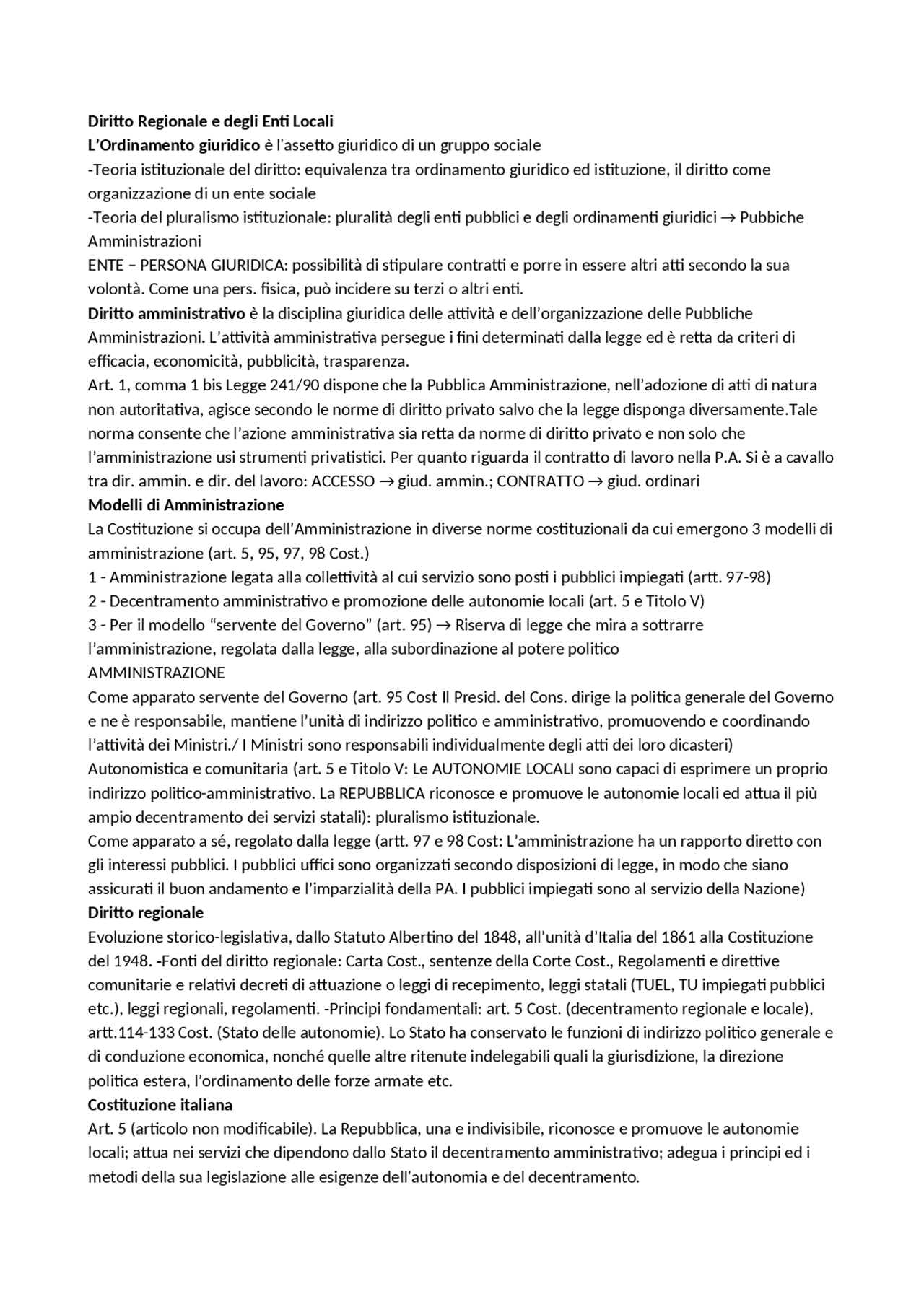 Dispense Diritto Regionale Docsity