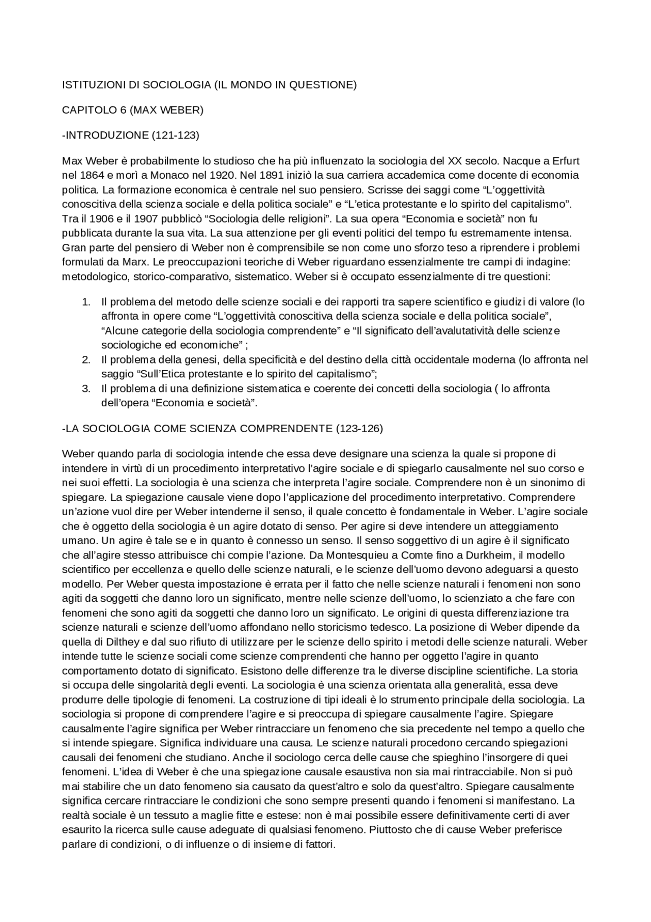 Il Mondo In Questione Riassunti Jedlowski Docsity