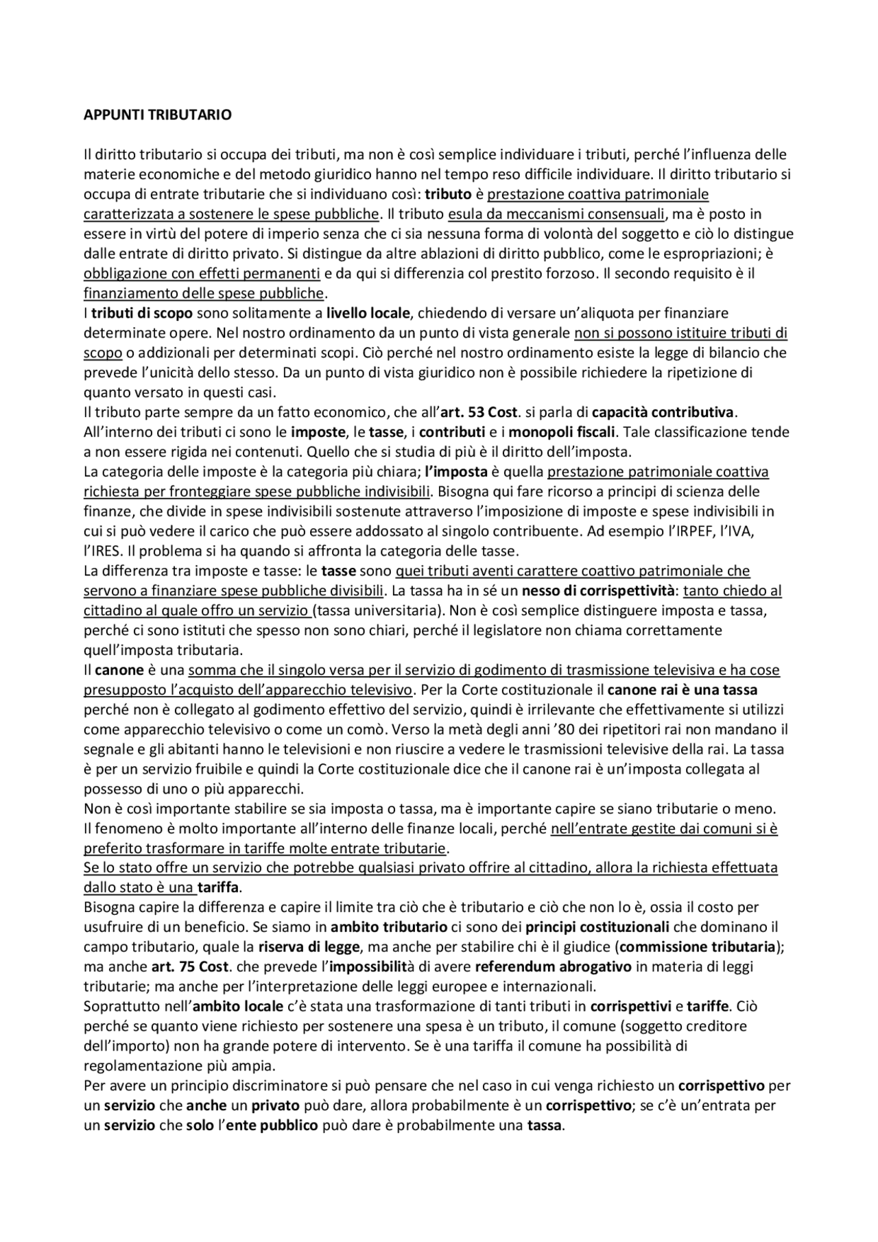 Appunti Diritto Tributario Parte Generale Docsity
