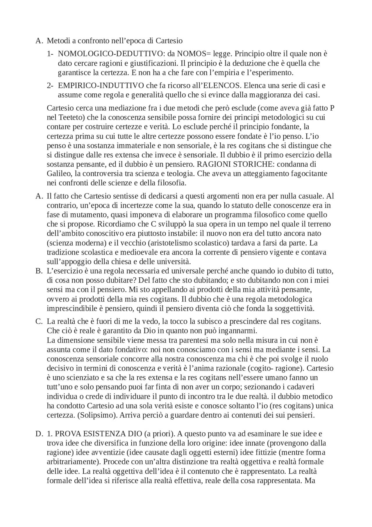 Cartesio Contesto Storico Docsity