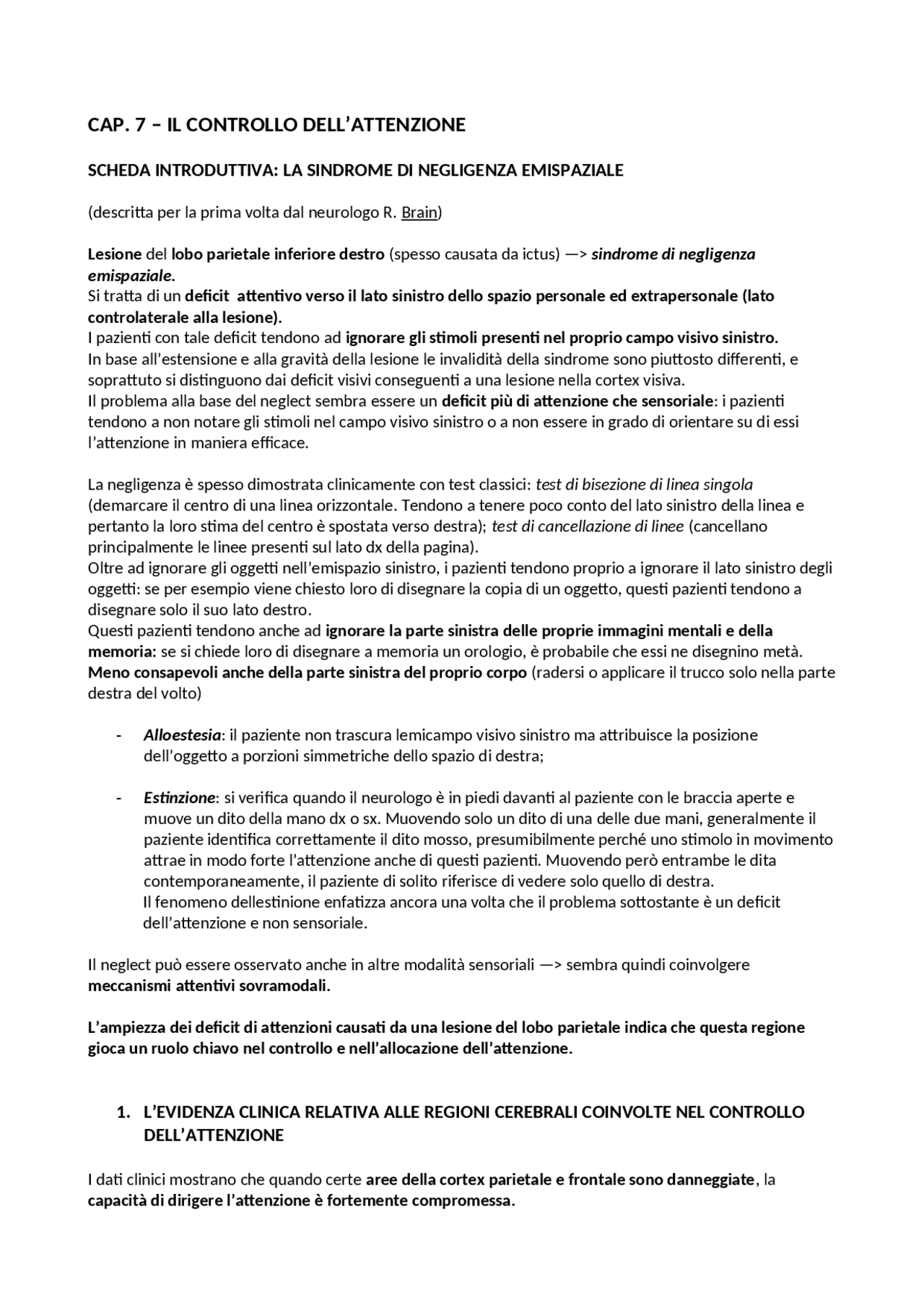 Riassunto Cap 7 Neuroscienze Cognitive Purves Docsity