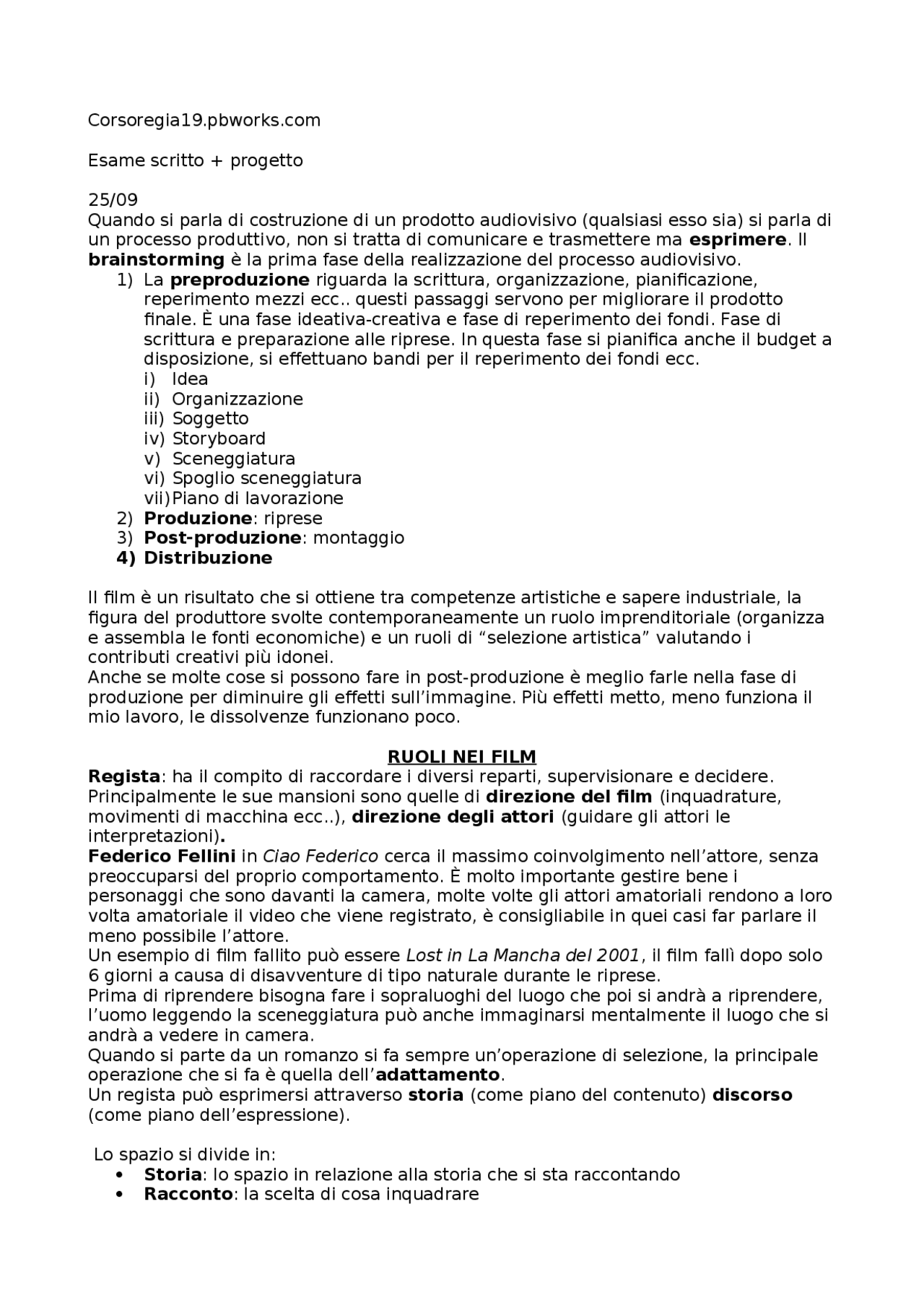 Ottimo Riassunto Di Regia Docsity