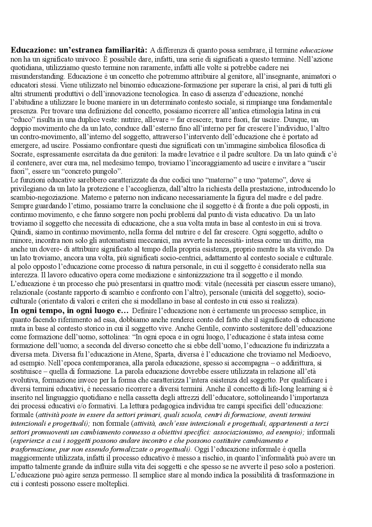 Pedagogia Generale Docsity