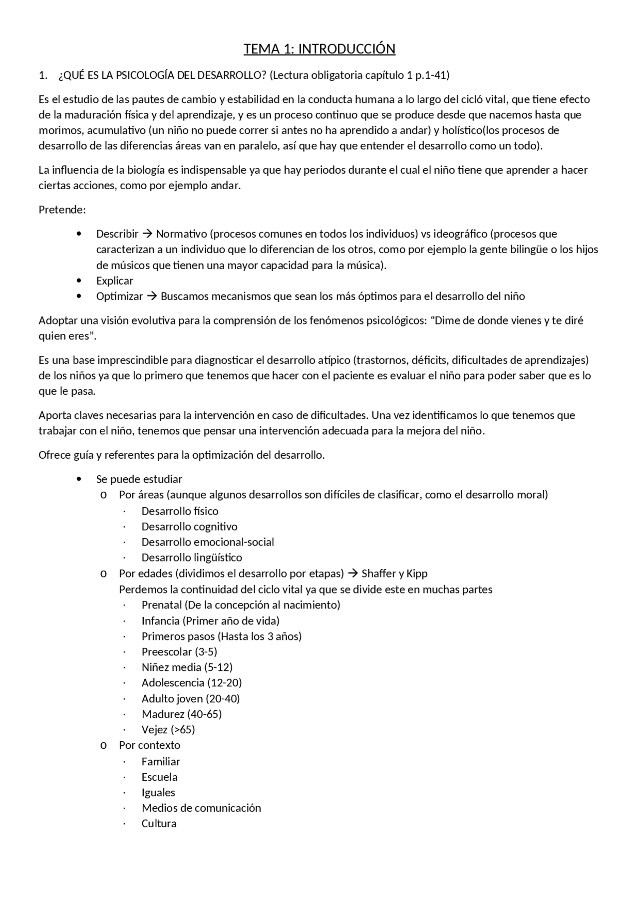 Tema 1 Desenvolupament De La Infància Docsity