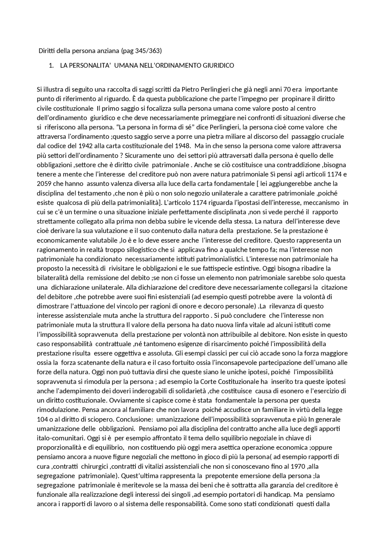Sintesi La Persona Umana E I Suoi Diritti Docsity