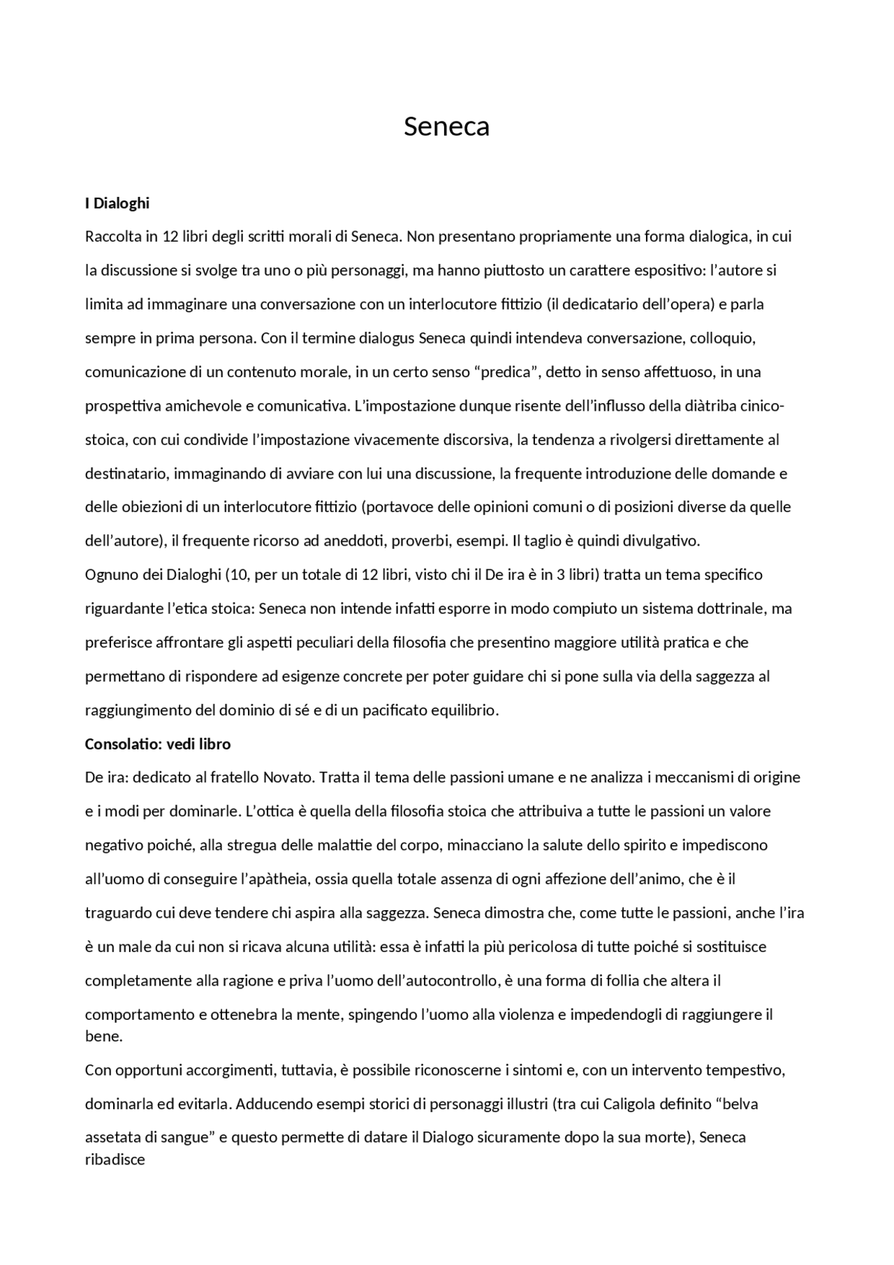 Dialoghi e epistole di Seneca - Docsity