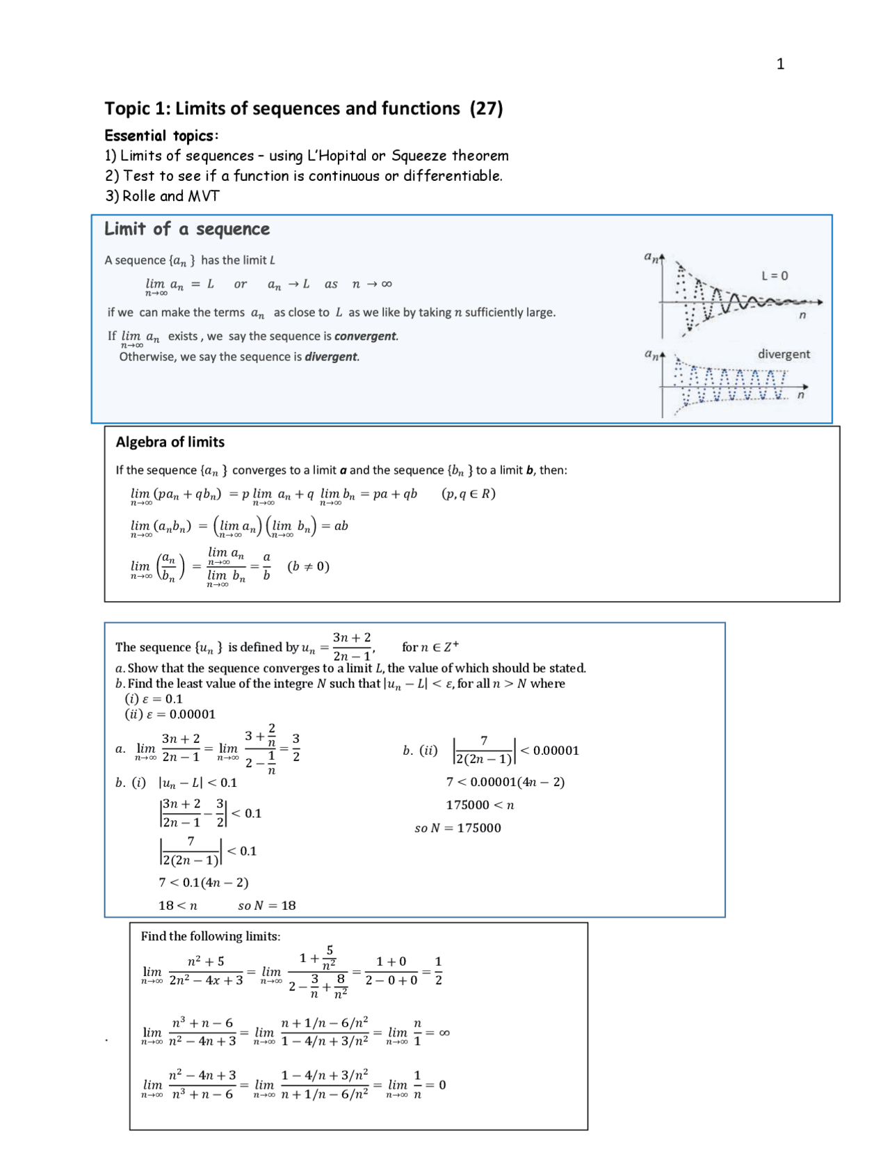 MATH HL CALCULUS OPTION NOTES - Docsity