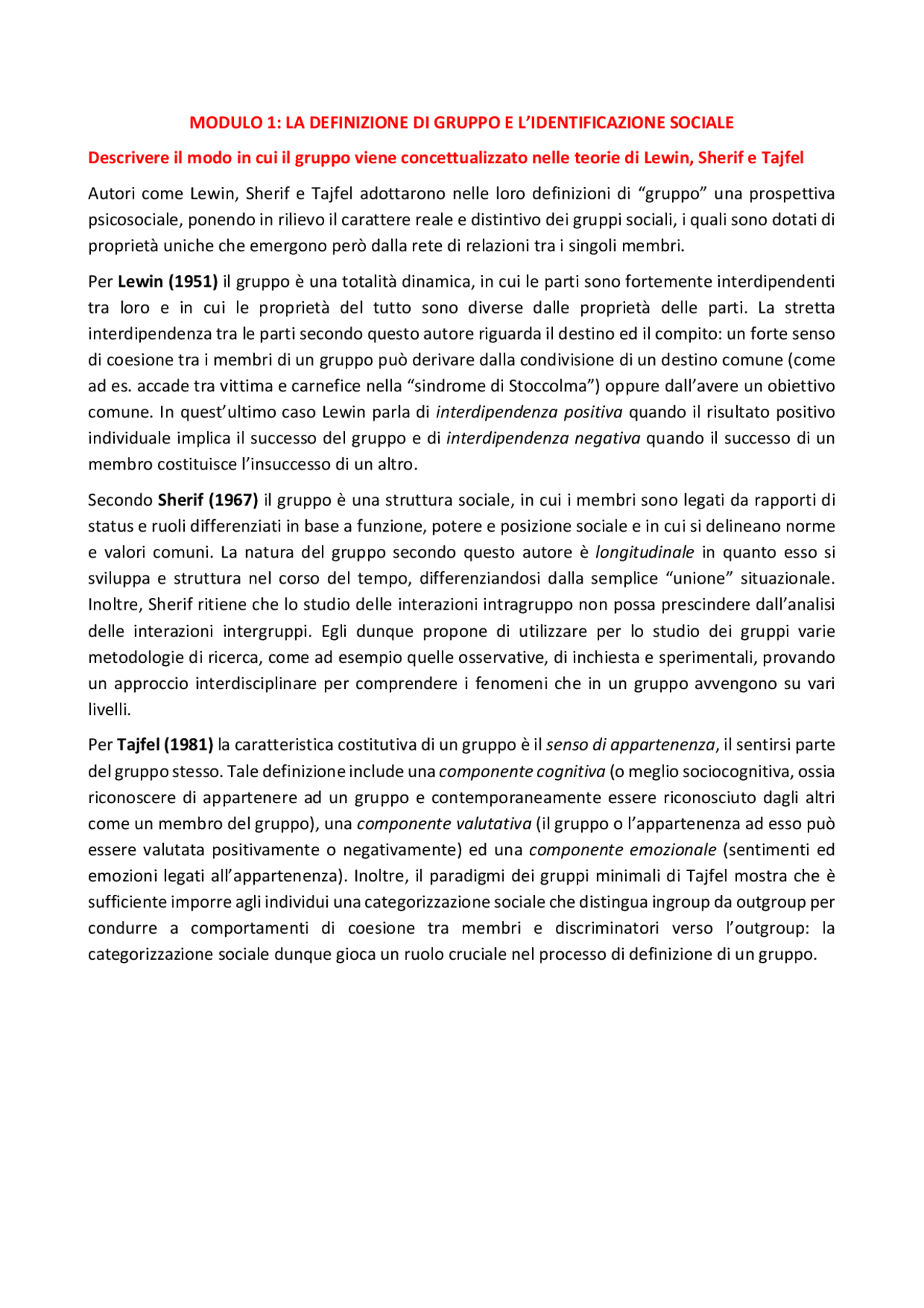 Processi Di Influenza Nei Gruppi Docsity