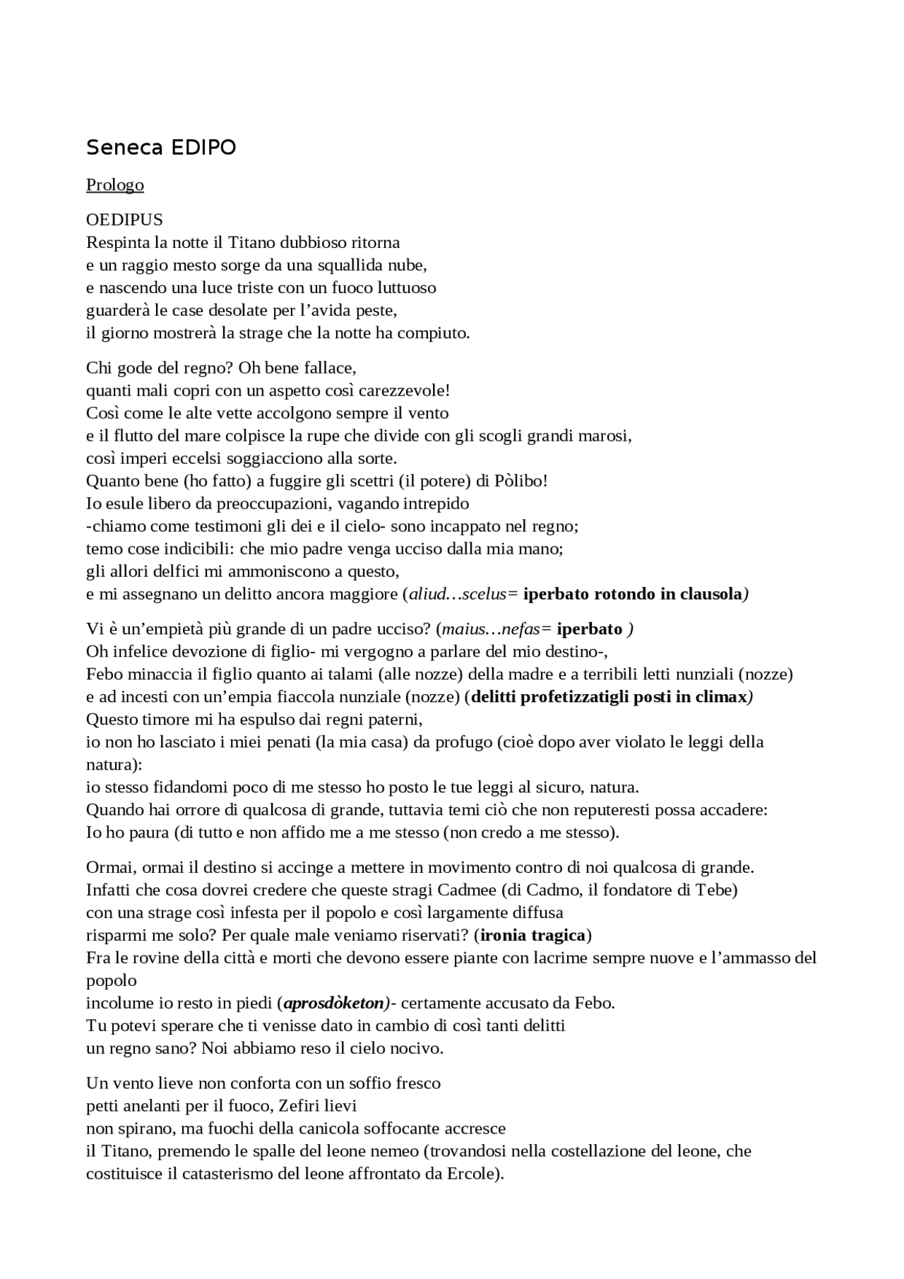 Edipo di Seneca: traduzione fedele | Traduzioni di Letteratura latina ...