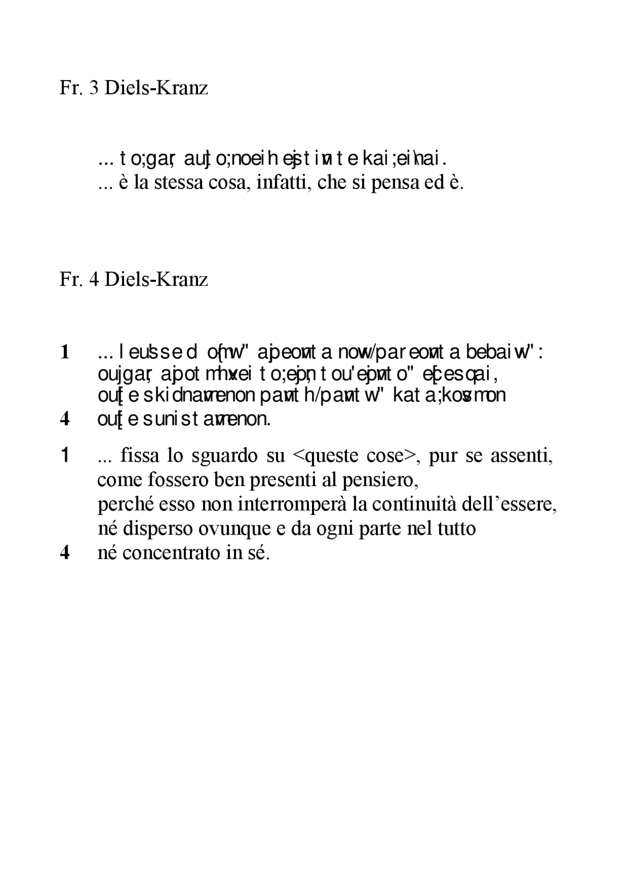 Traduzione Frammenti Parmenide Docsity