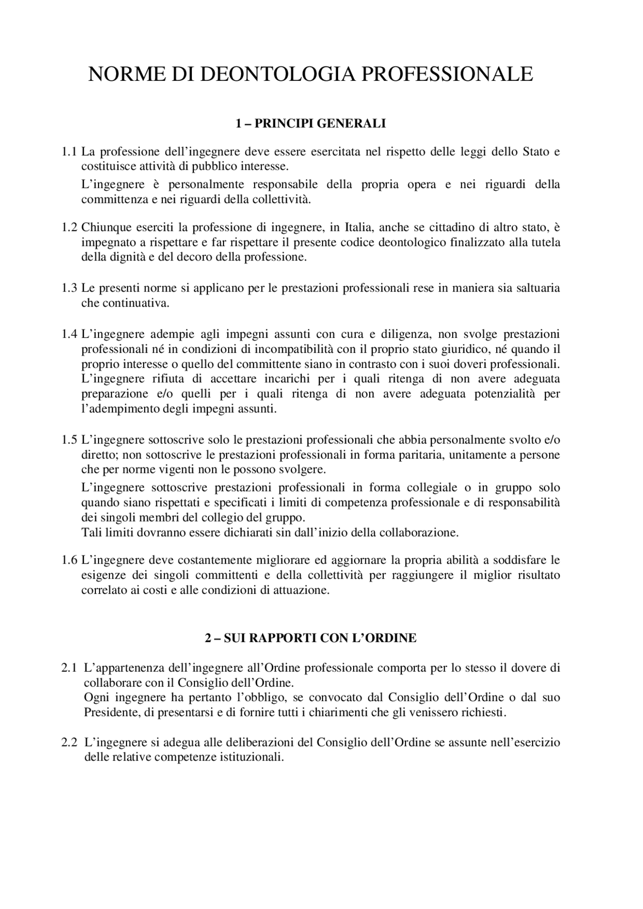 Norme Di Deontologia Professionale Docsity