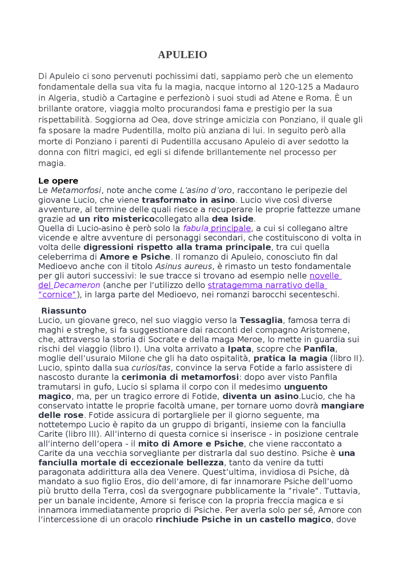 Appunti Di Latino Apuleio Docsity