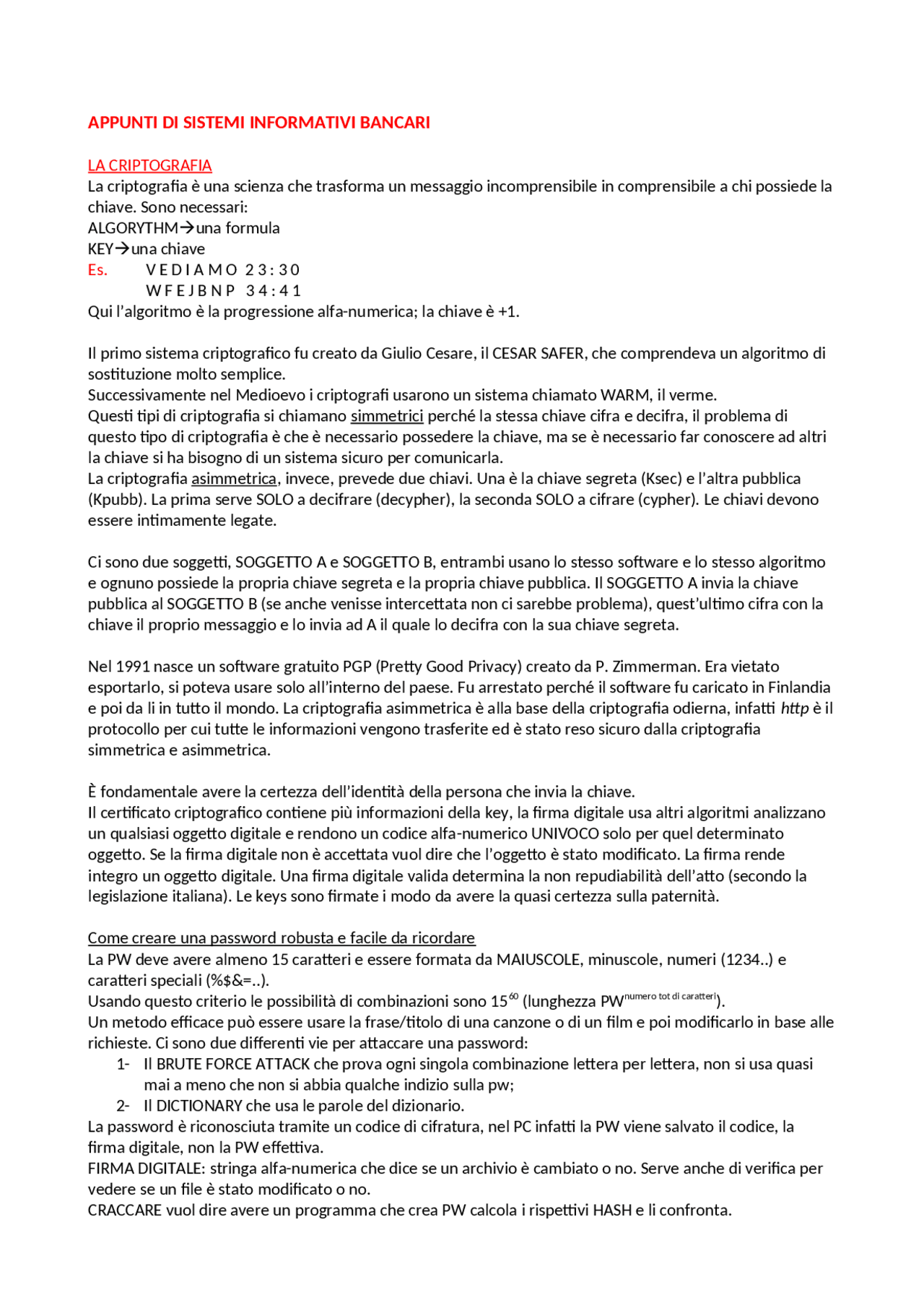 Sistemi Informativi Bancari Prof Cavallari Docsity