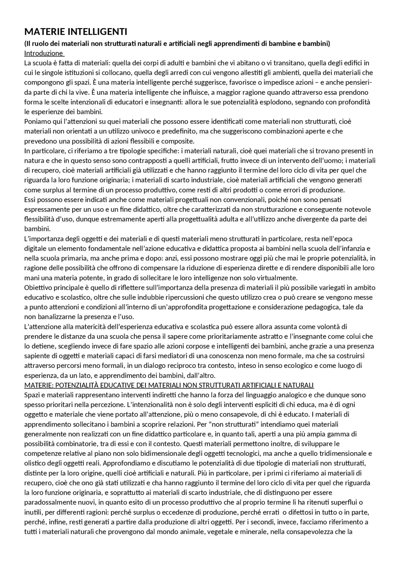 Materie Intelligenti Docsity