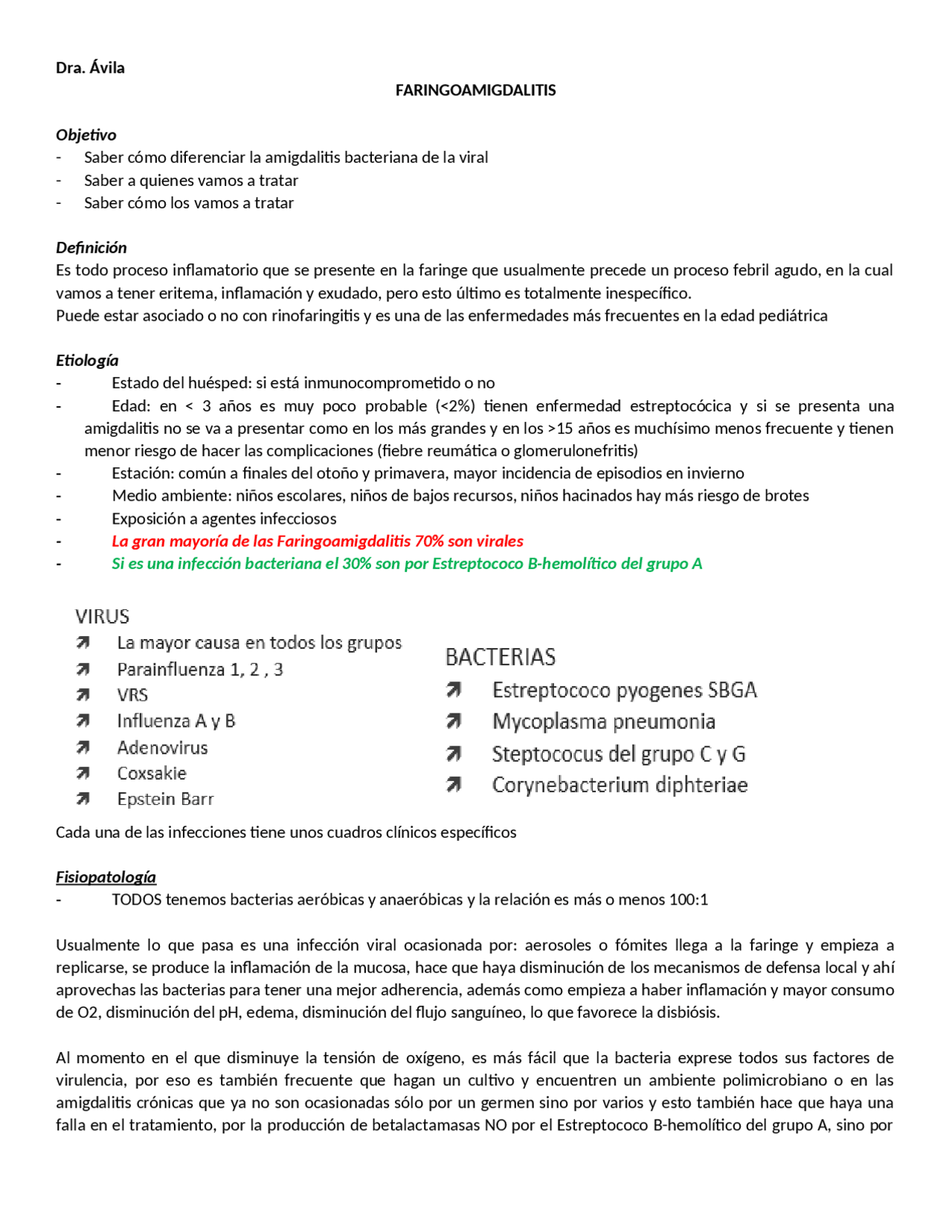 Faringoamigdalitis Apuntes Docsity