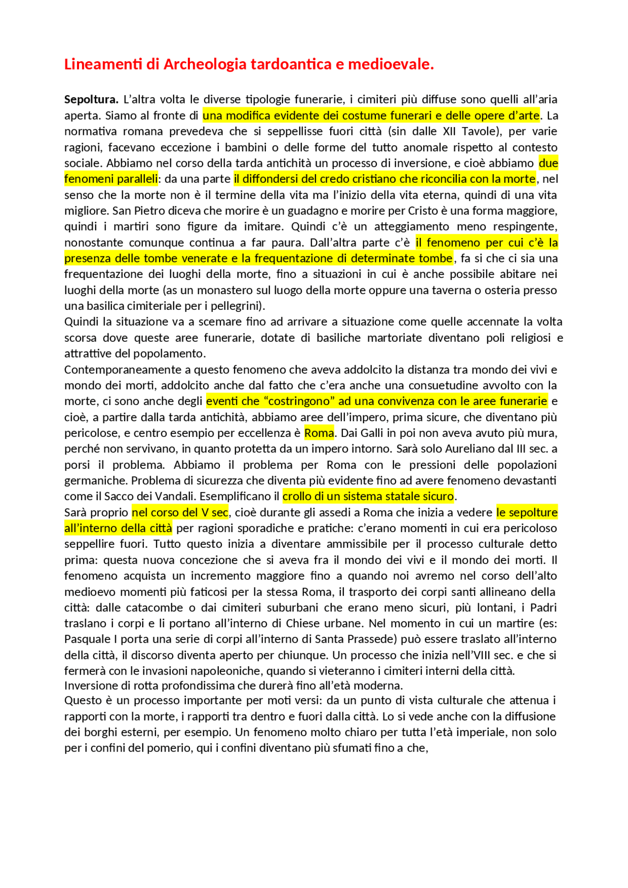 Appunti Di Archeologia Tardoantica E Medioevale Docsity
