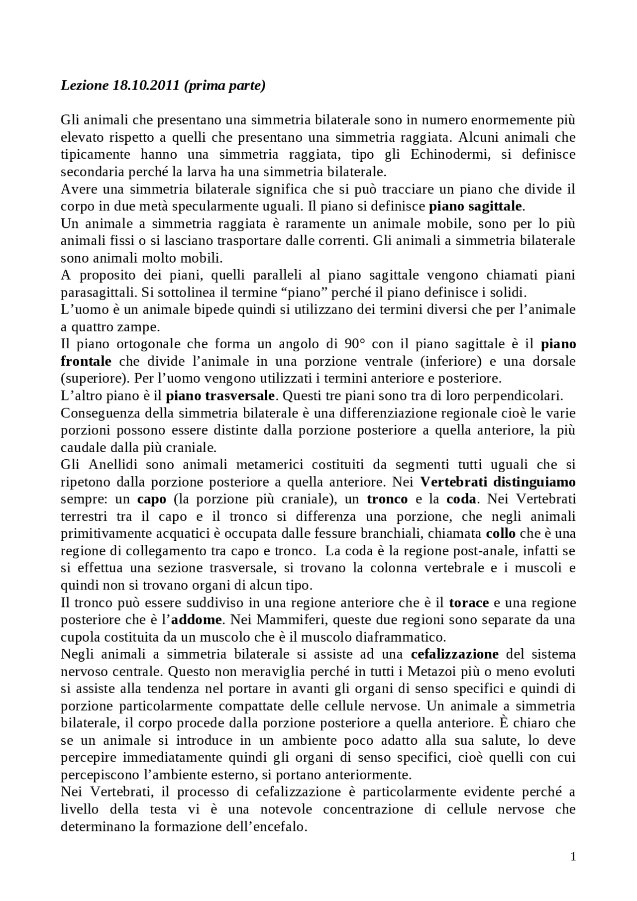 Anatomia Comparata Facoltà Biologia Docsity