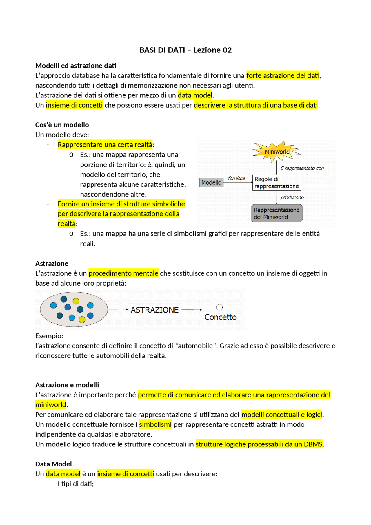 BASI DI DATI - Concetti ed Architetture dei Database System - Docsity