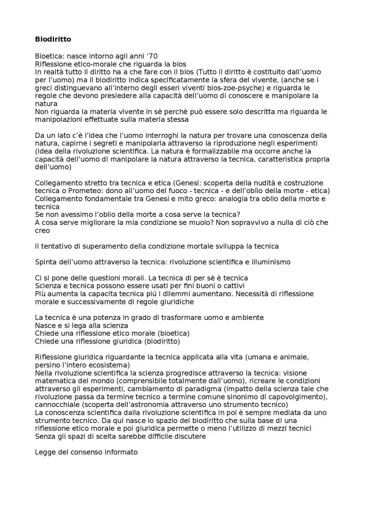 Biodiritto Appunti Diritto Docsity