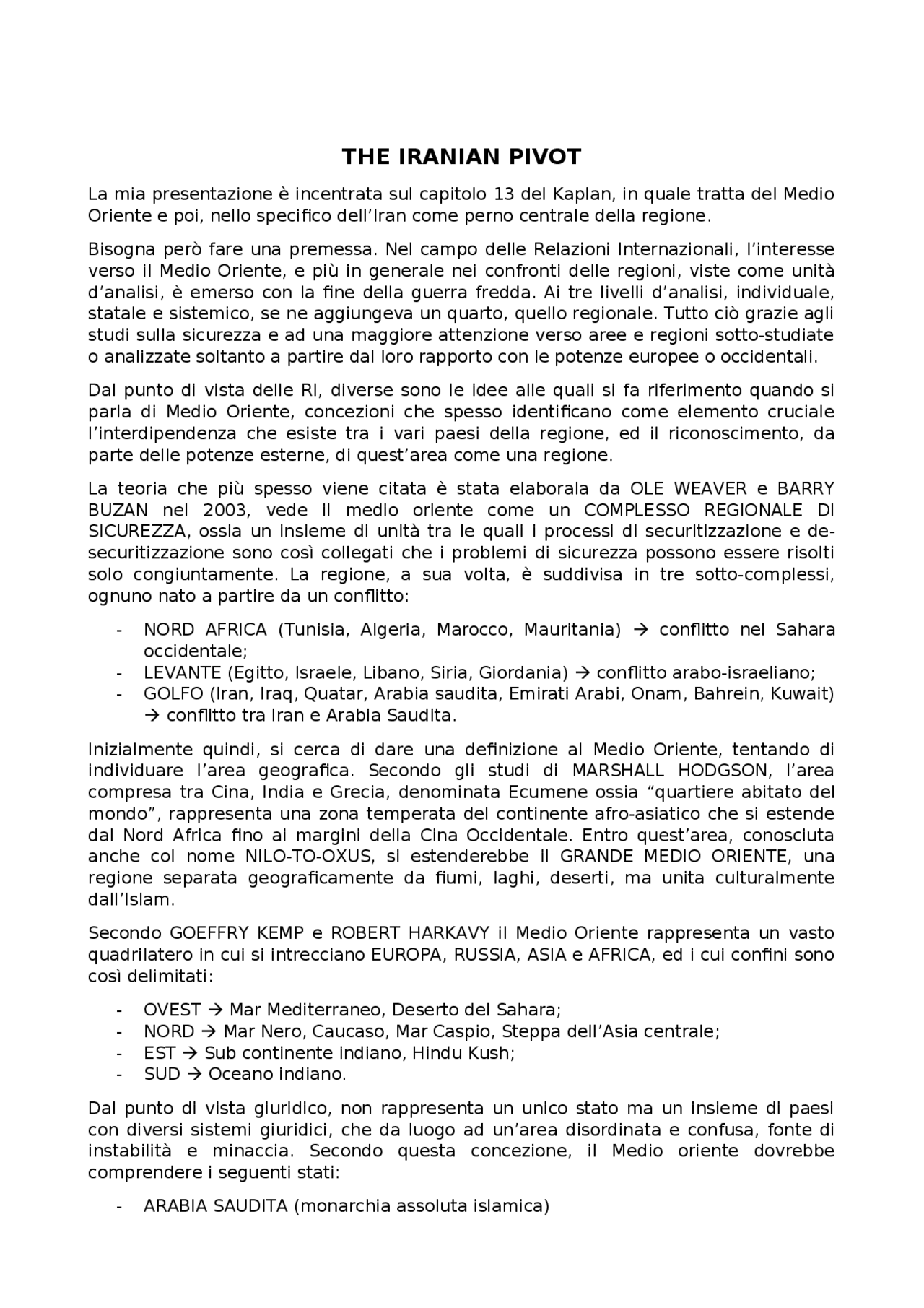 The Iranian Pivot. Kaplan - Docsity