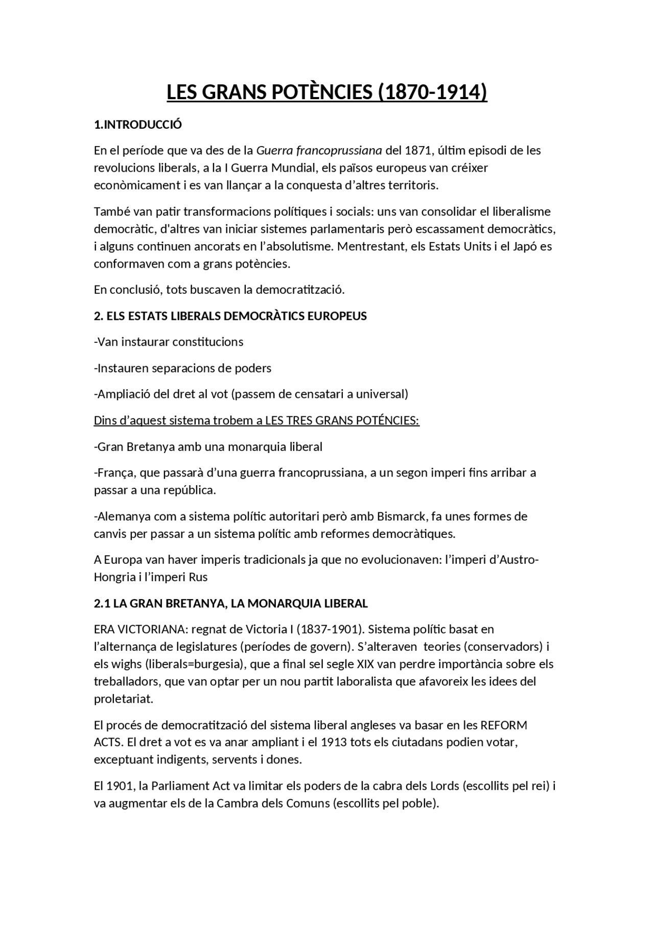 Apunts De Les Grans Potencies Docsity