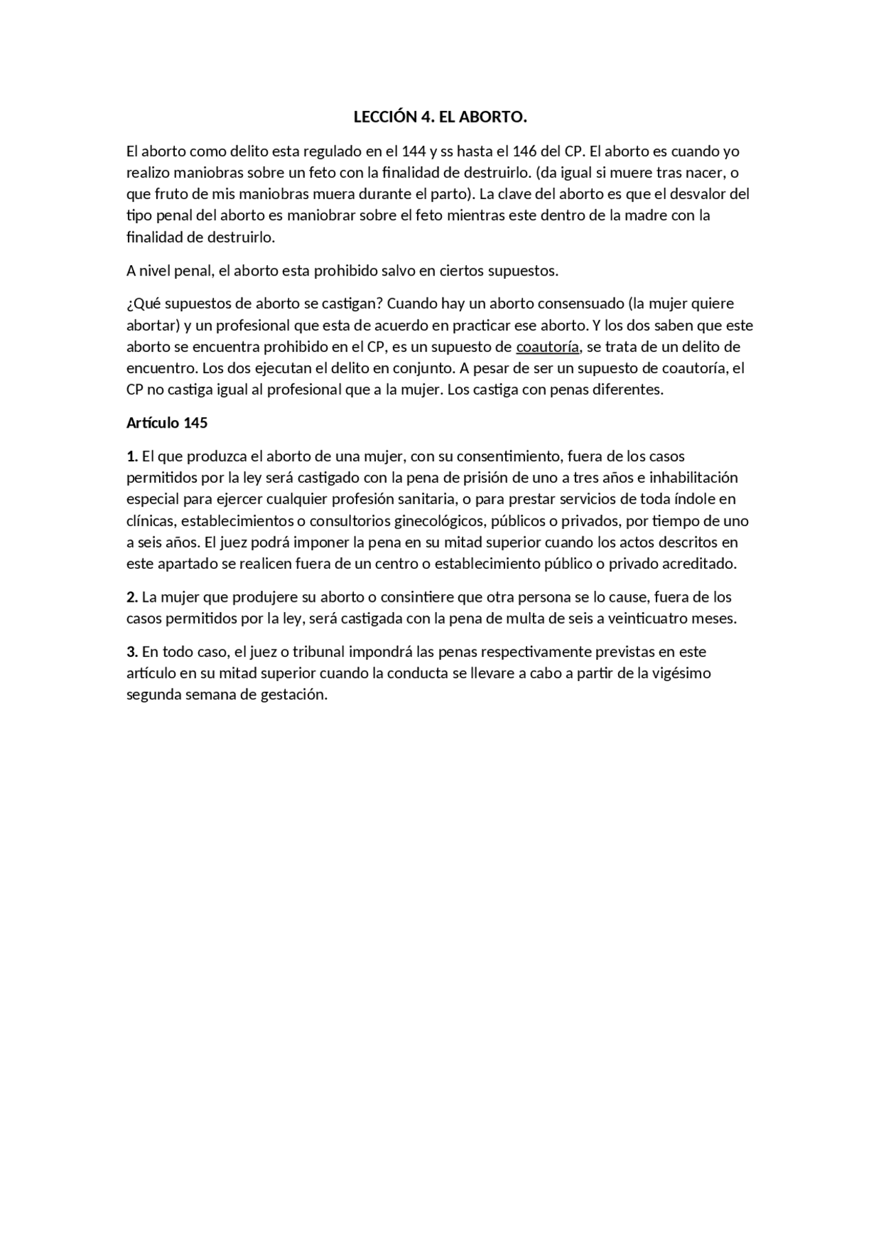 Aborto Apuntes Clase Docsity
