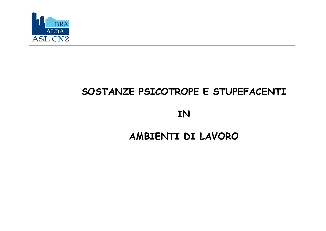 Alcol E Droghe Italiano Docsity