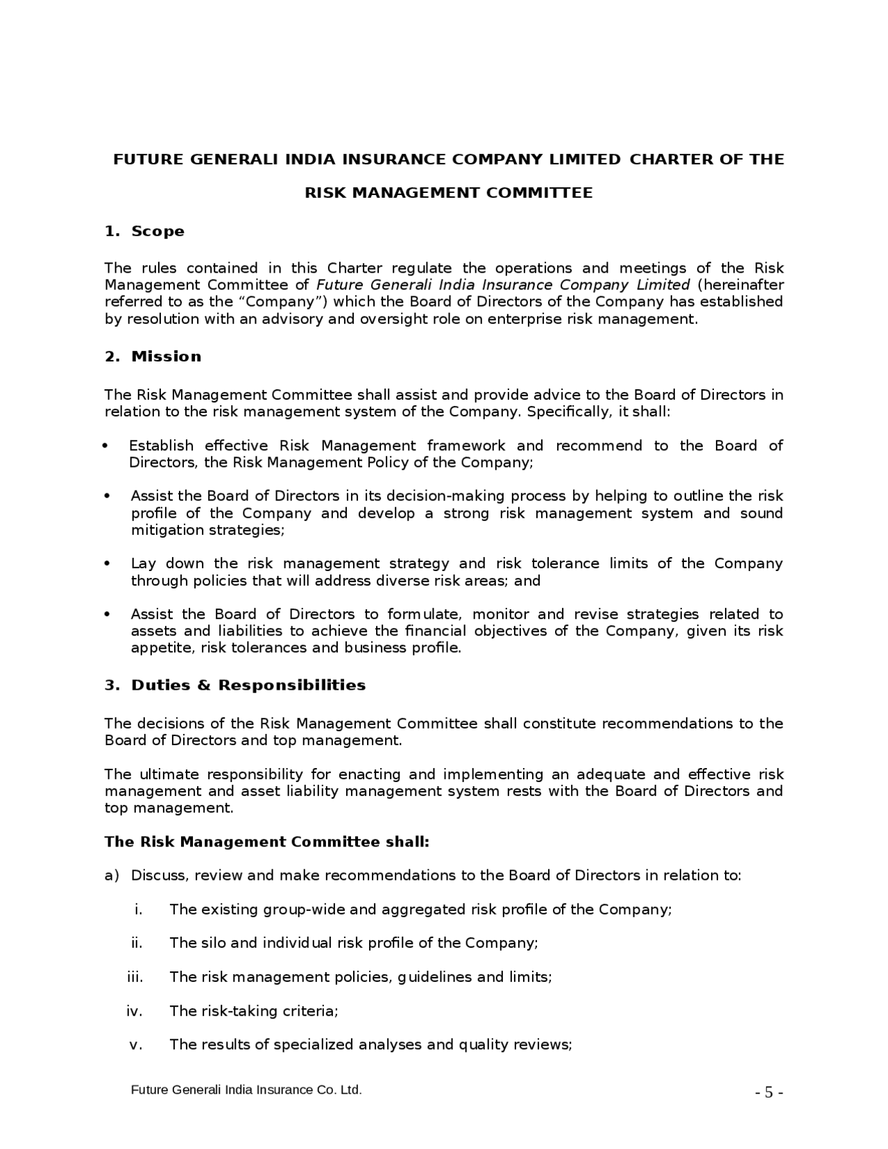 Risk management Charter - Docsity