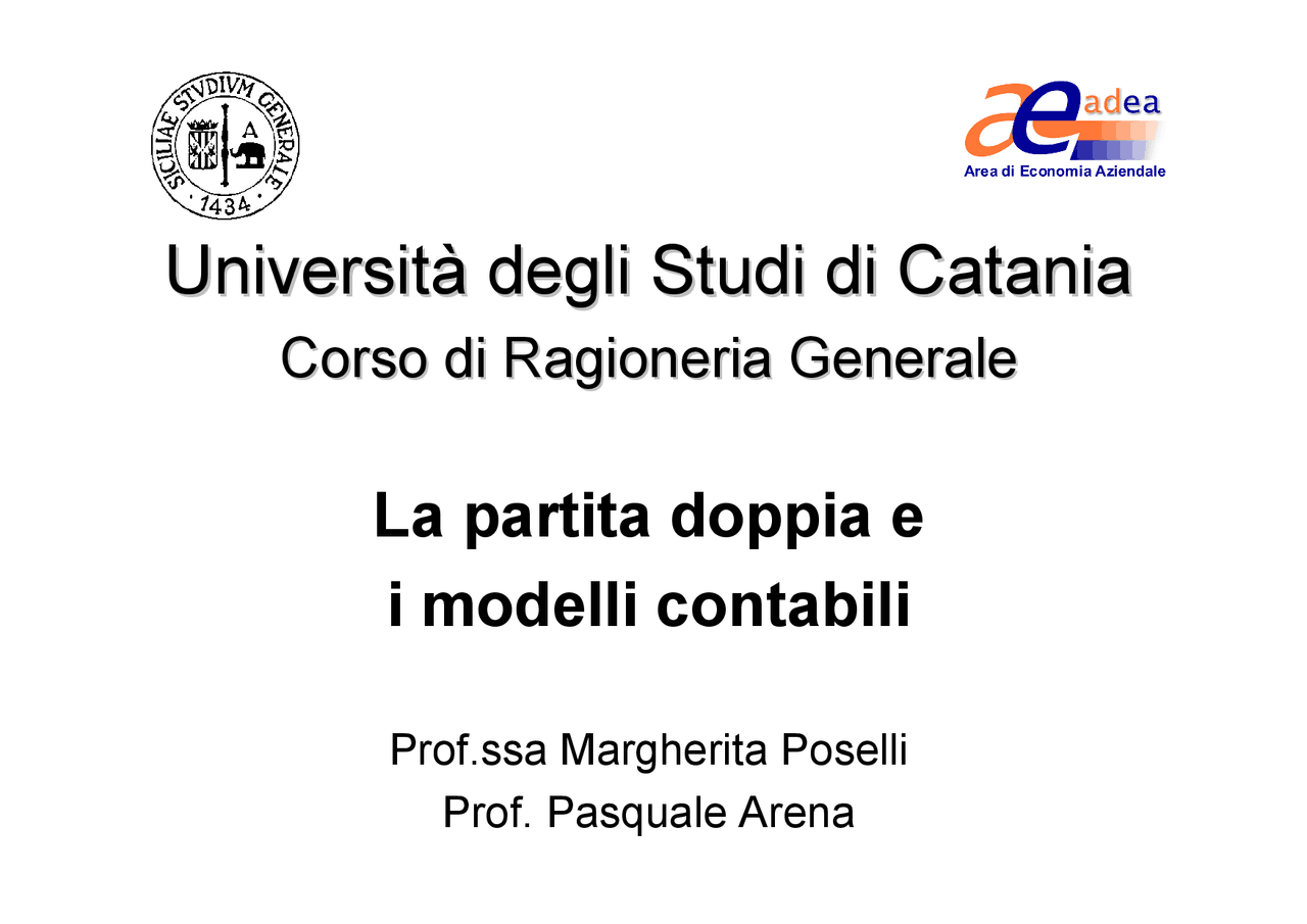 La partita doppia modelli contabili | Dispense di Economia Aziendale ...