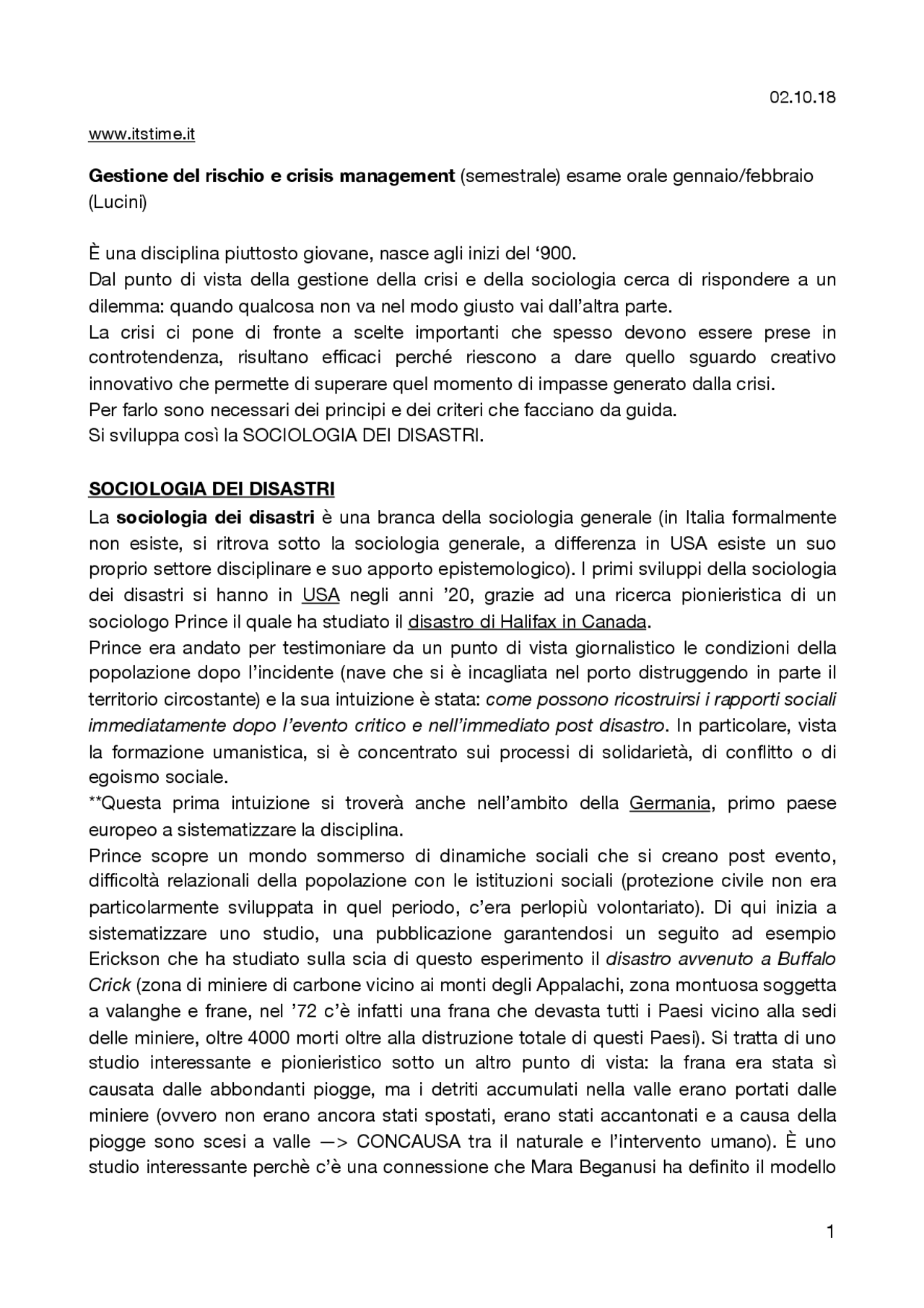 Gestione Del Rischio E Crisis Management Appunti E Slide Docsity