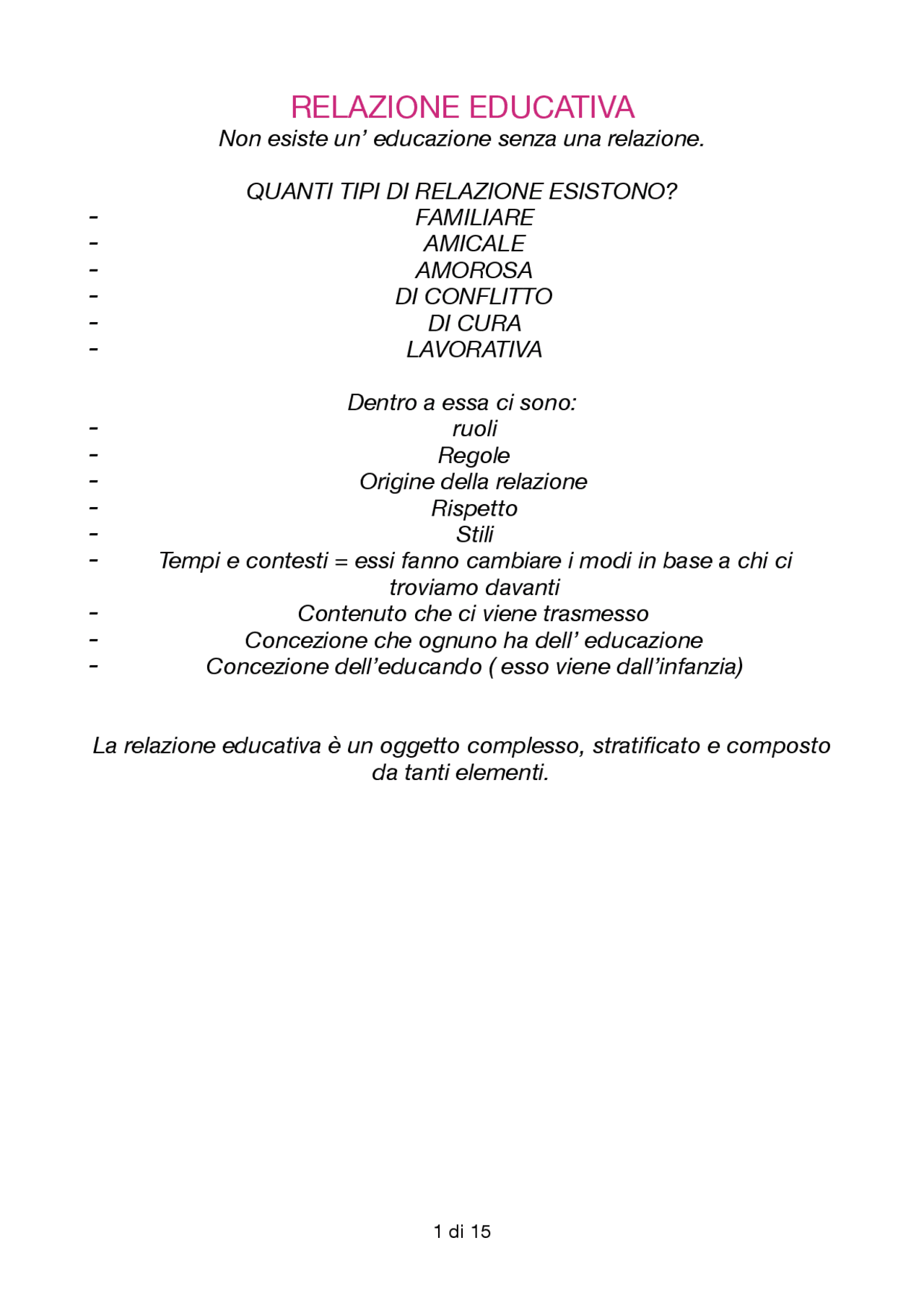 Le Relazioni Educative Docsity
